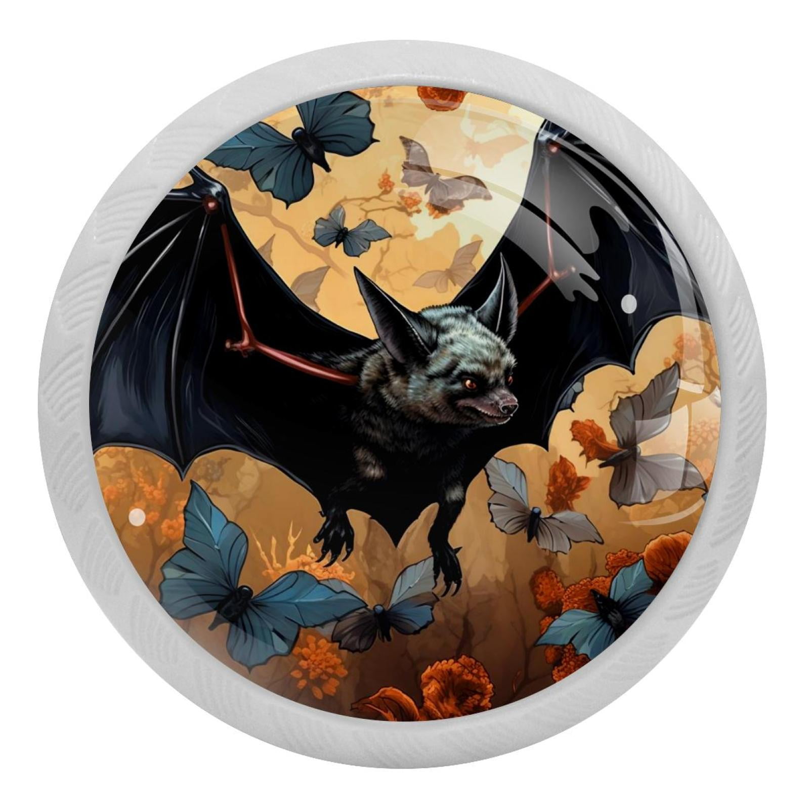 Bat Fluorescent Drawer Pulls with Screws: Round 4-Pack, Glow-in-the ...