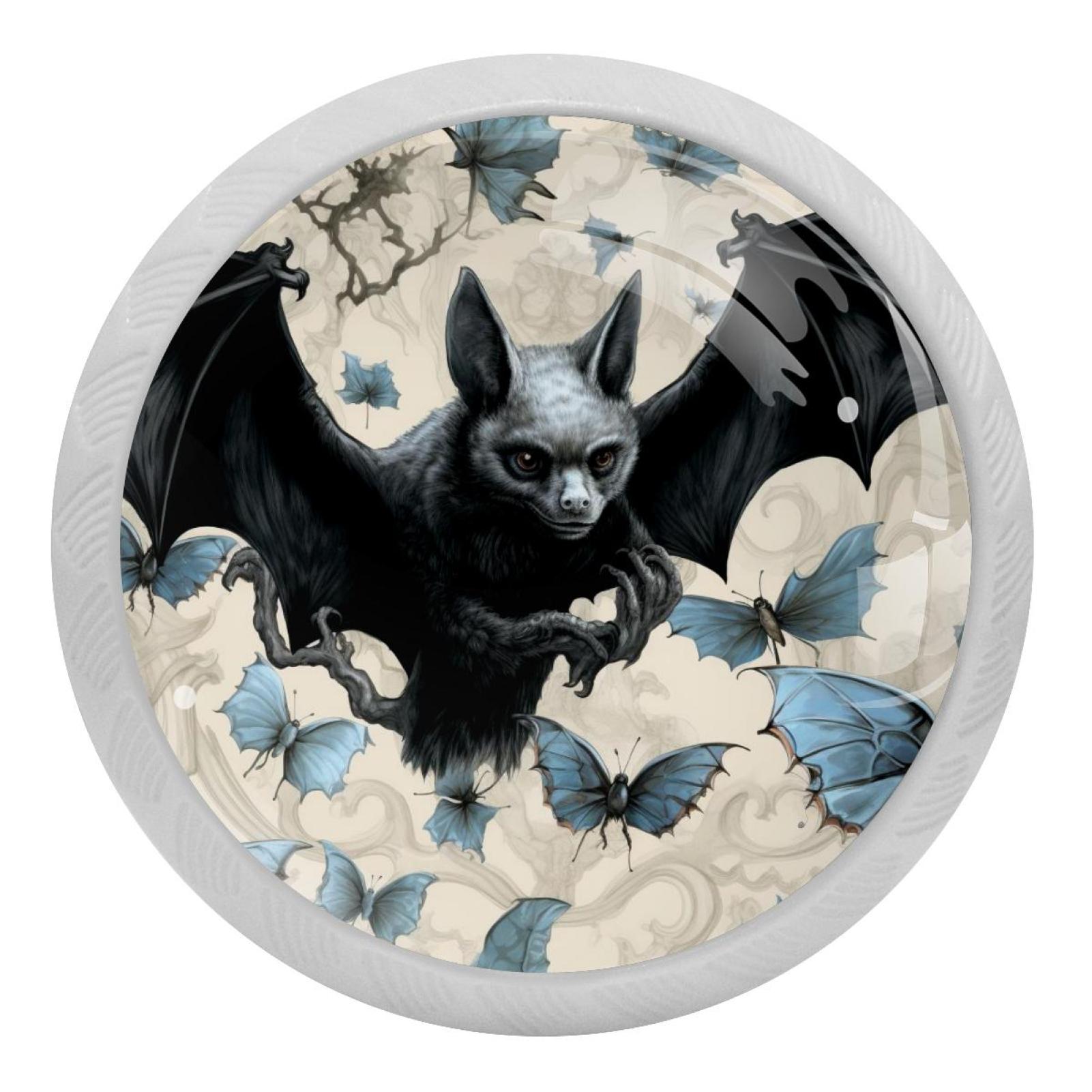 Bat Fluorescent Drawer Pulls with Screws: Round 4-Pack Glow-in-the-Dark ...