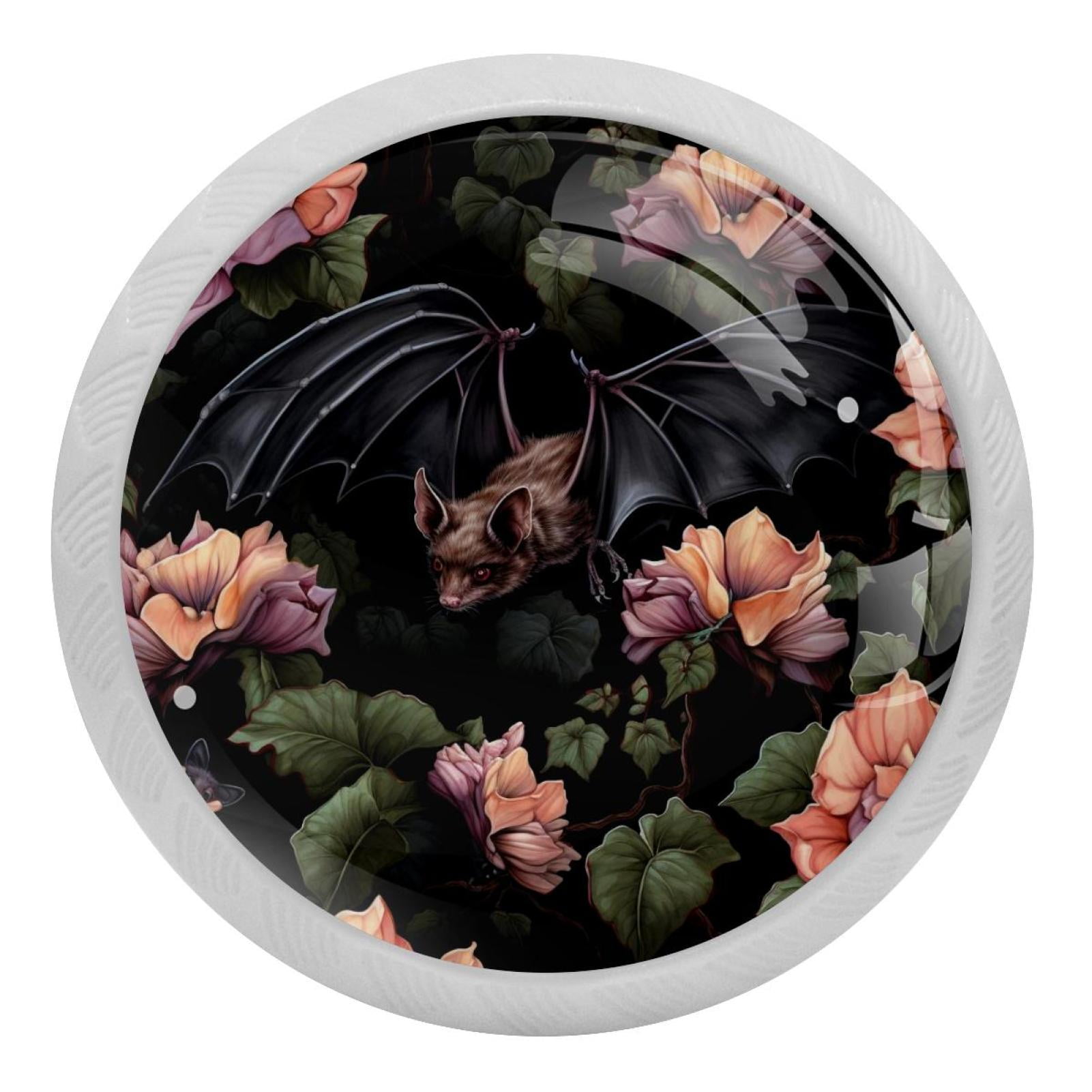 Bat Fluorescent Drawer Pulls with Screws: Round 4-Pack Glow-in-the-Dark ...