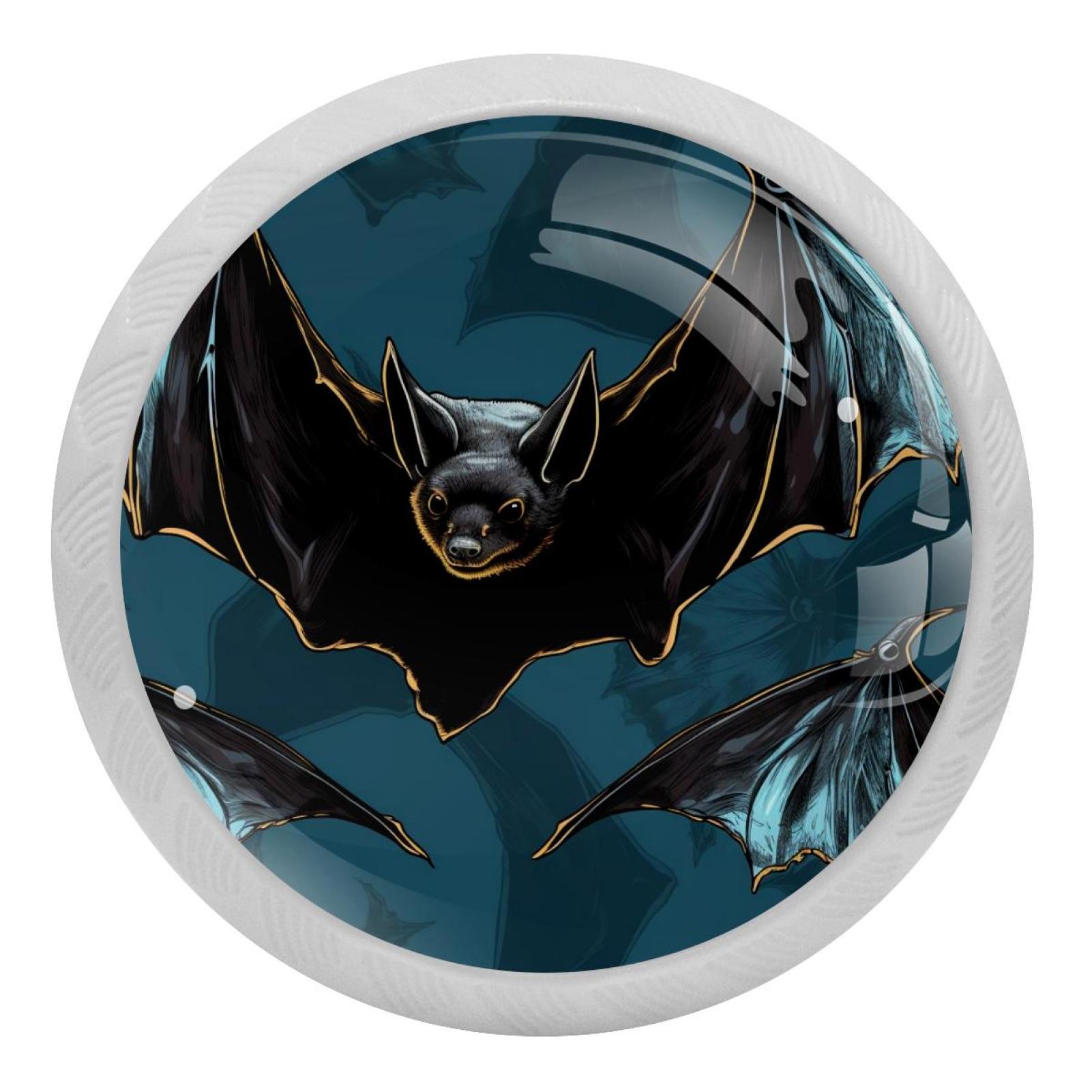 Bat Fluorescent Drawer Pulls with Screws - Round 4-Pack - Glow-in-the ...