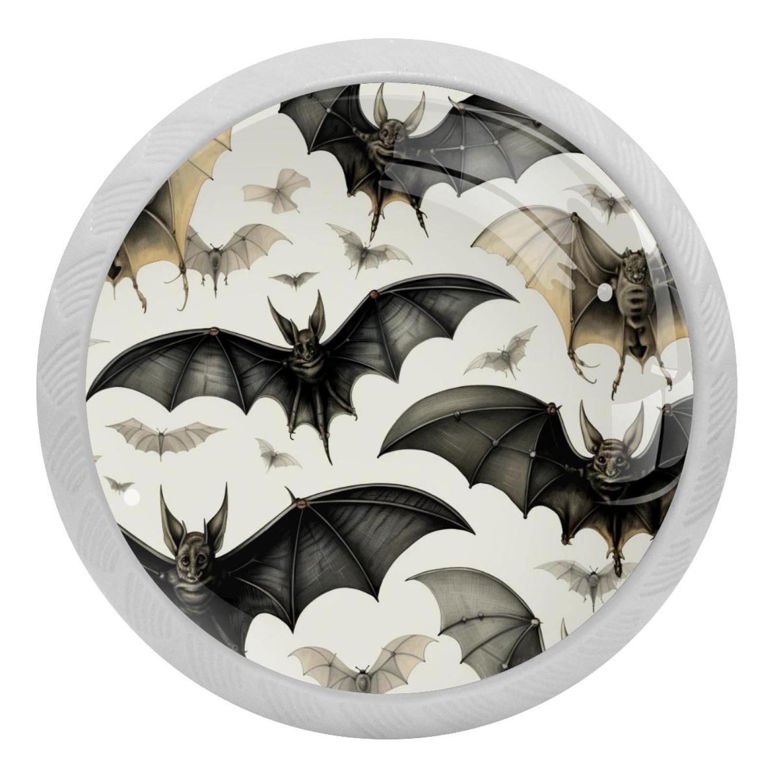 Bat Fluorescent Drawer Pulls with Screws, Round 4-Pack, Glow-in-the ...