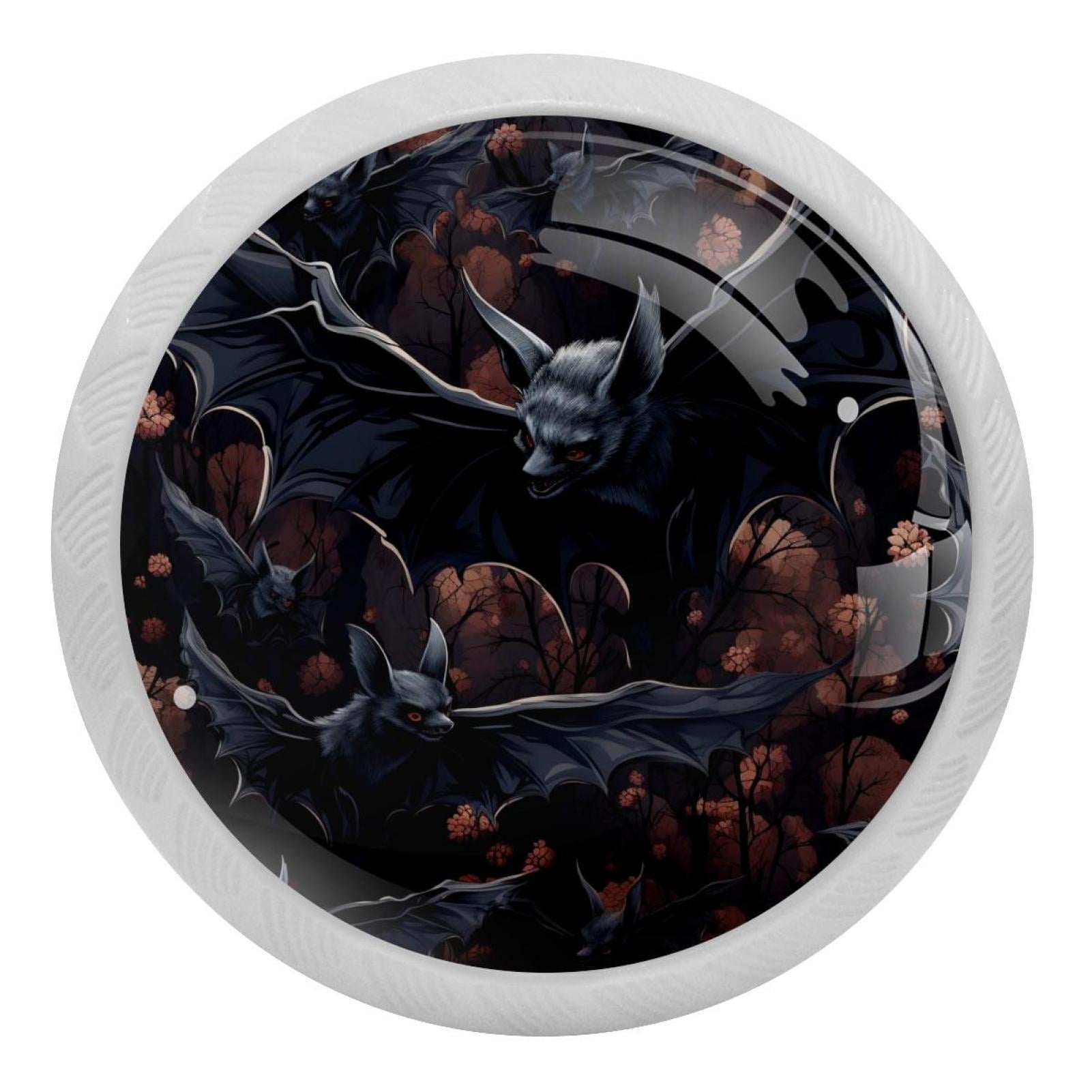 Bat Fluorescent Drawer Pulls with Screws: Round 4-Pack Glow-in-the-Dark ...