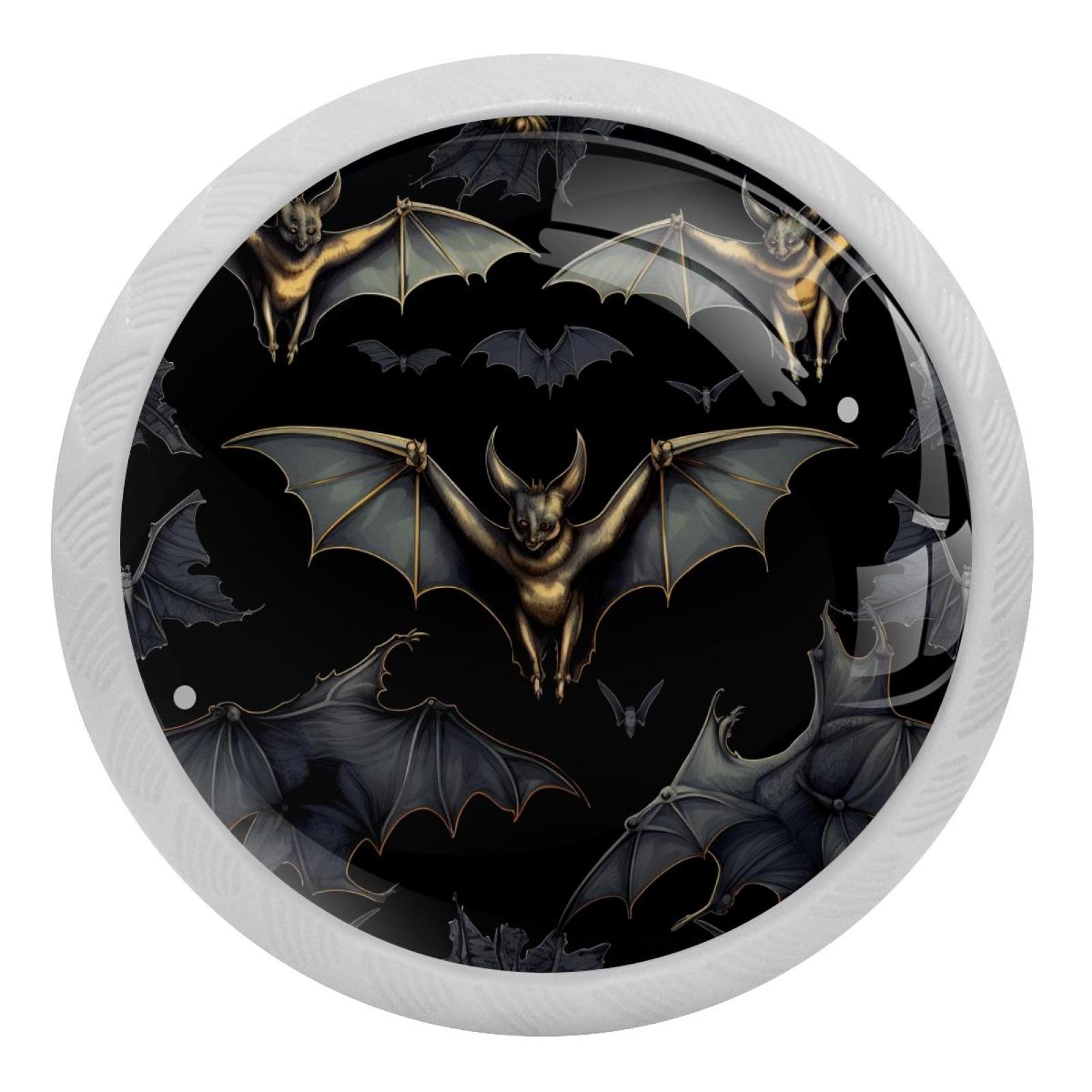 Bat Fluorescent Drawer Pulls with Screws: Round 4-Pack, Glow-in-the ...