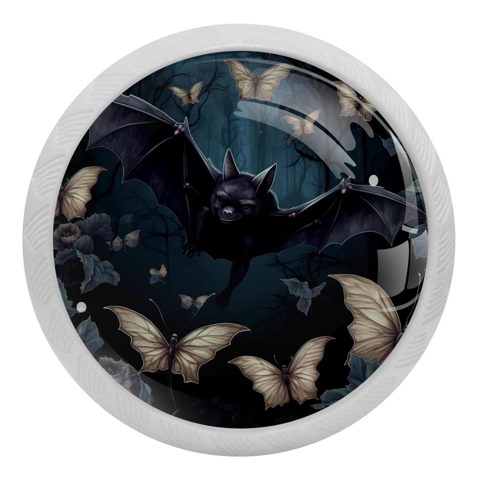 Bat Fluorescent Drawer Pulls with Screws: Round 4-Pack Glow-in-the-Dark ...