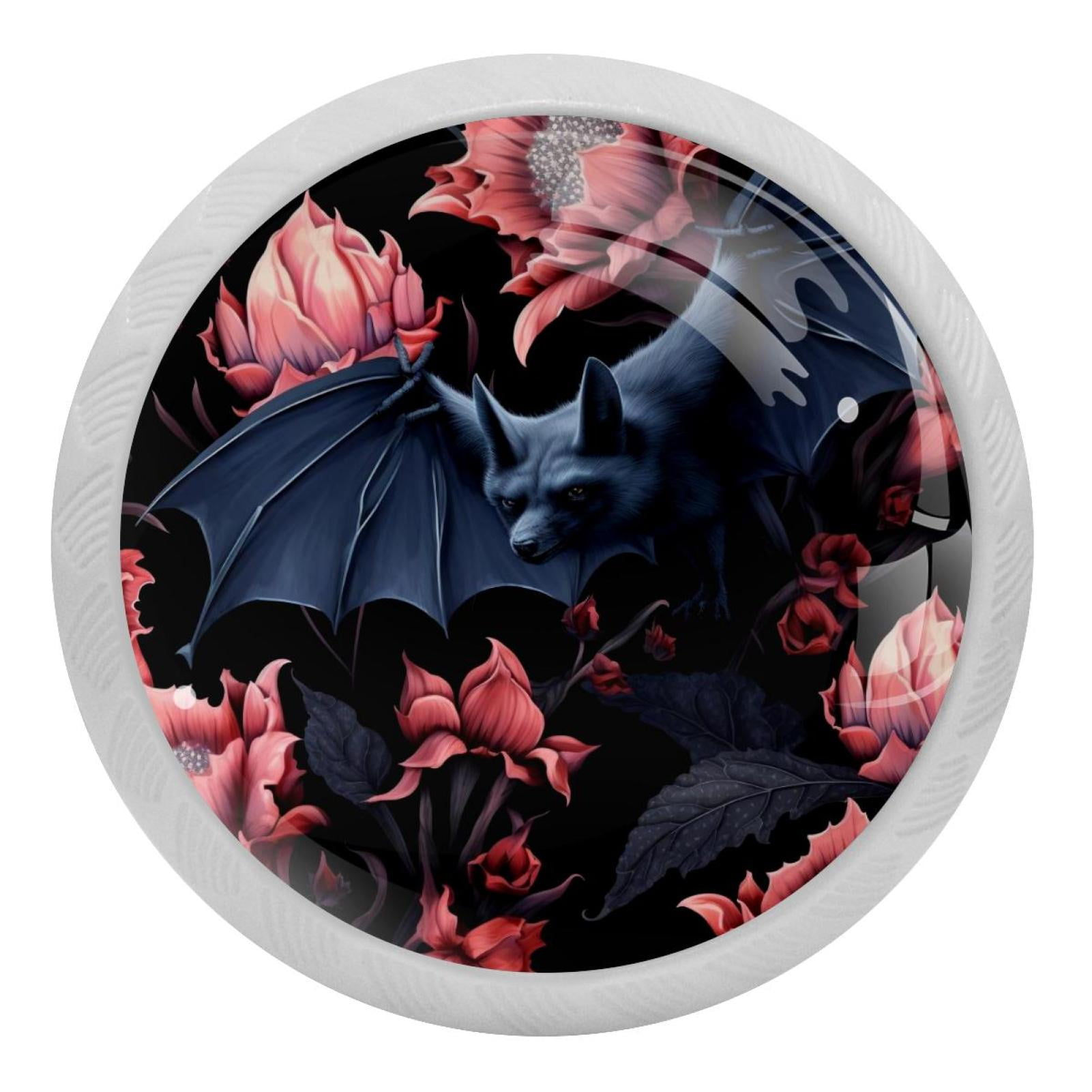 Bat Fluorescent Drawer Pulls with Screws: Round 4-Pack Glow-in-the-Dark ...