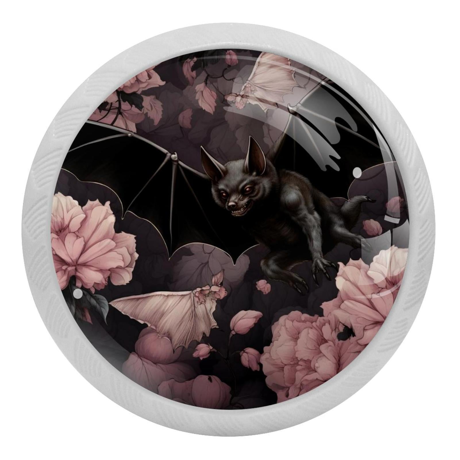 Bat Fluorescent Drawer Pulls with Screws: Round 4-Pack Glow-in-the-Dark ...