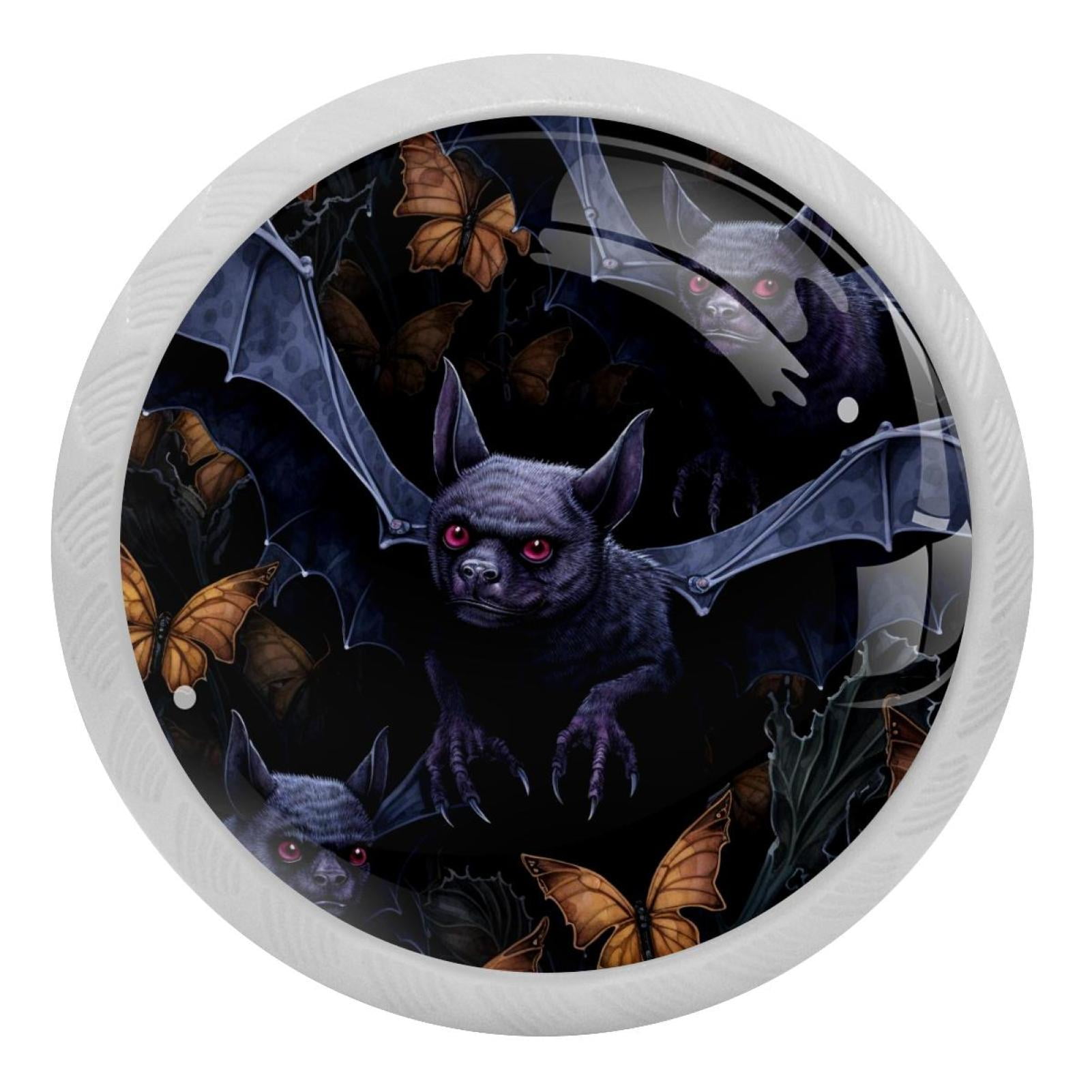 Bat Fluorescent Drawer Pulls with Screws: Round 4-Pack Glow-in-the-Dark ...