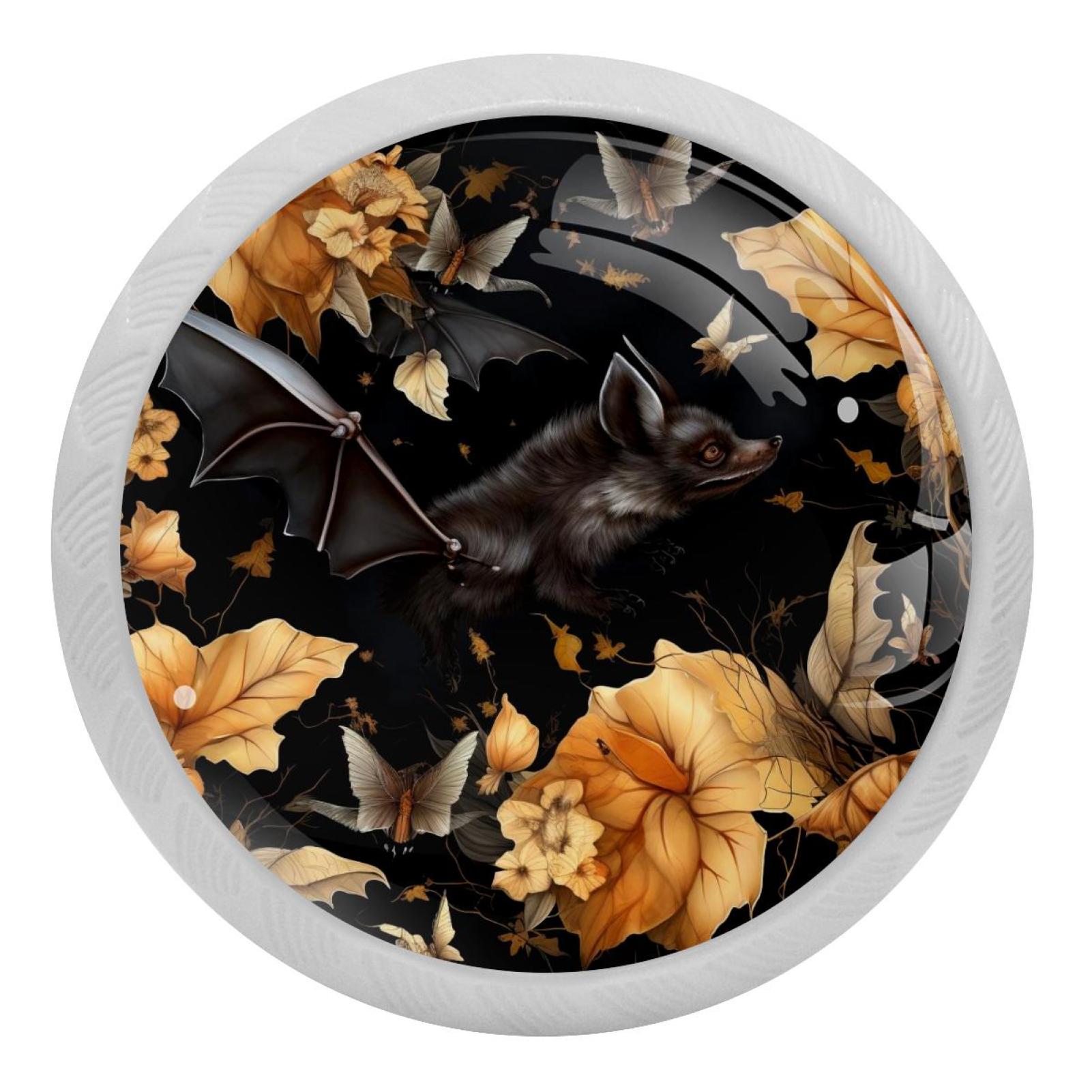 Bat Fluorescent Drawer Pulls with Screws: Round 4-Pack, Glow-in-the ...