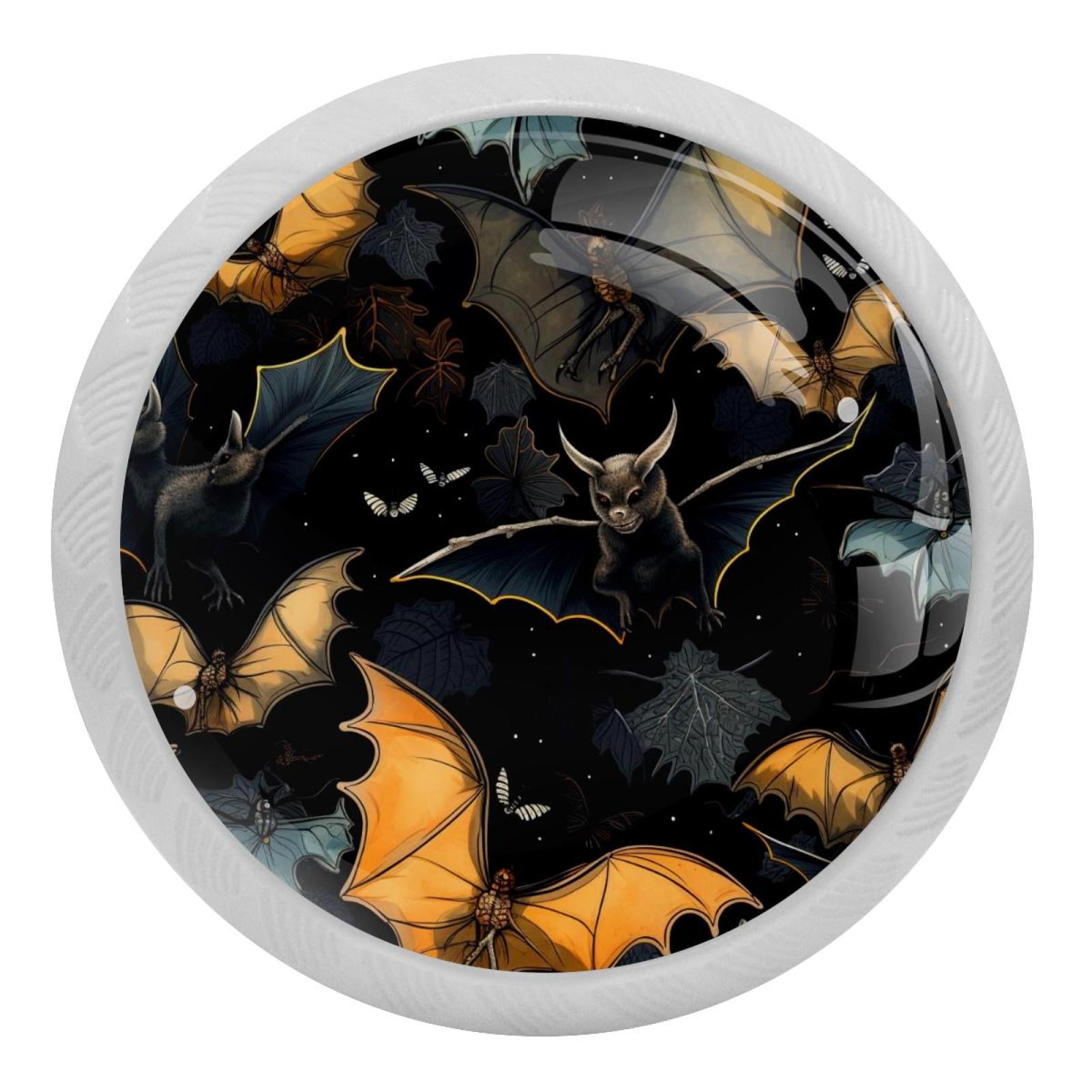 Bat Fluorescent Drawer Pulls with Screws: Round 4-Pack Glow-in-the-Dark ...