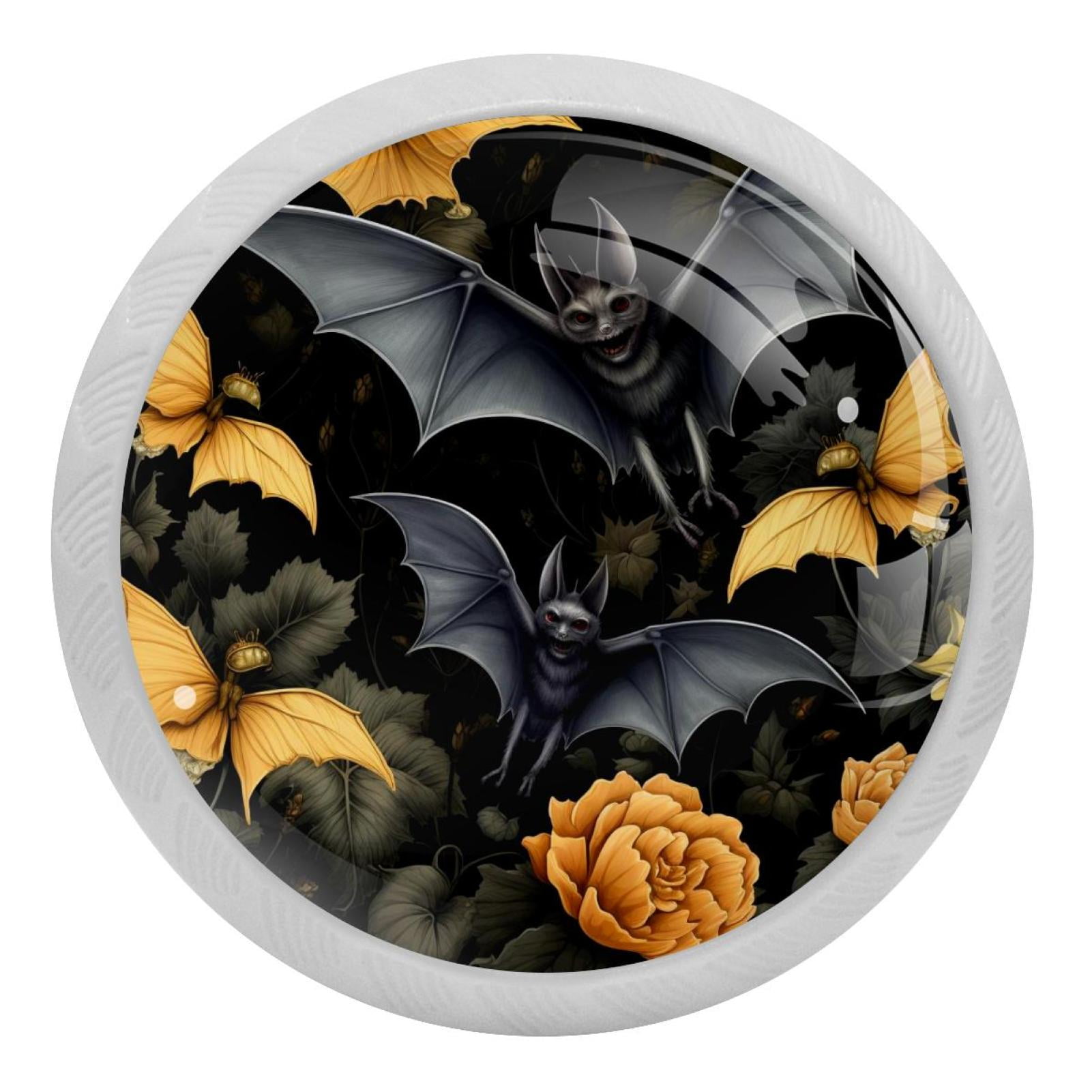 Bat Fluorescent Drawer Pulls with Screws: Round 4-Pack Glow-in-the-Dark ...