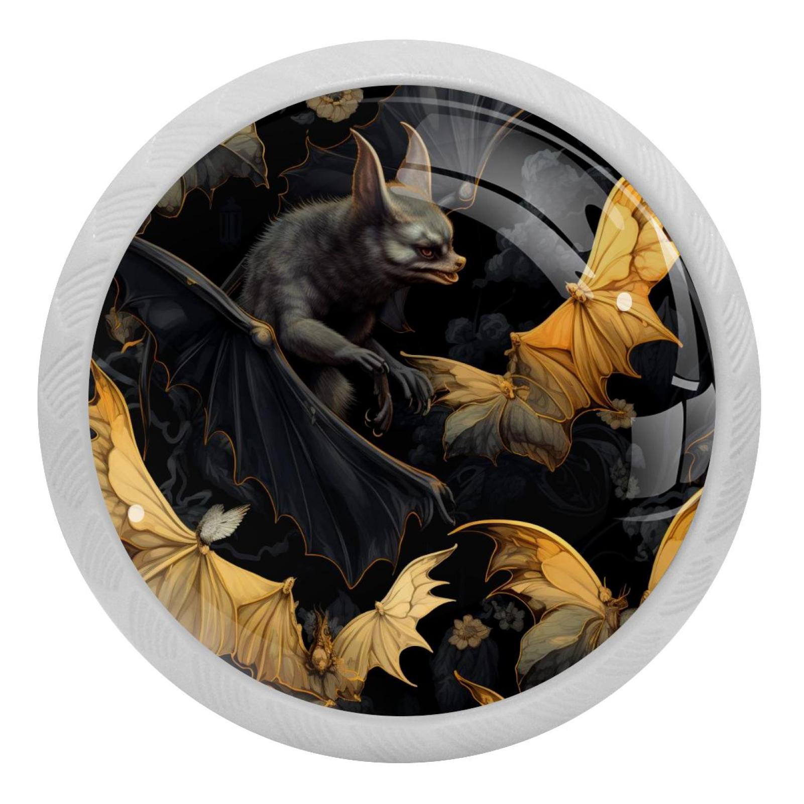 Bat Fluorescent Drawer Pulls with Screws - Round 4-Pack - Glow-in-the ...