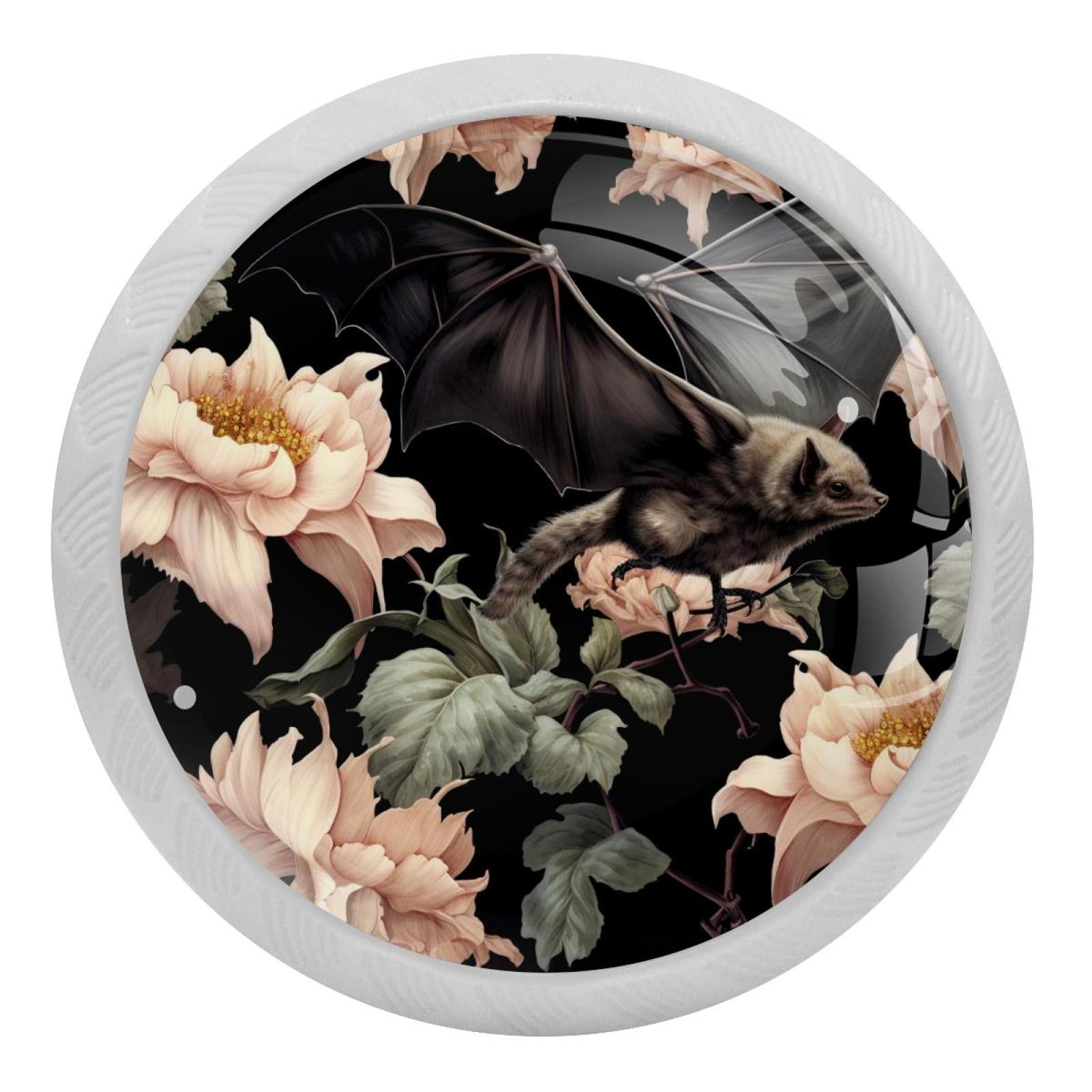 Bat Fluorescent Drawer Pulls with Screws - Round 4-Pack - Glow-in-the ...