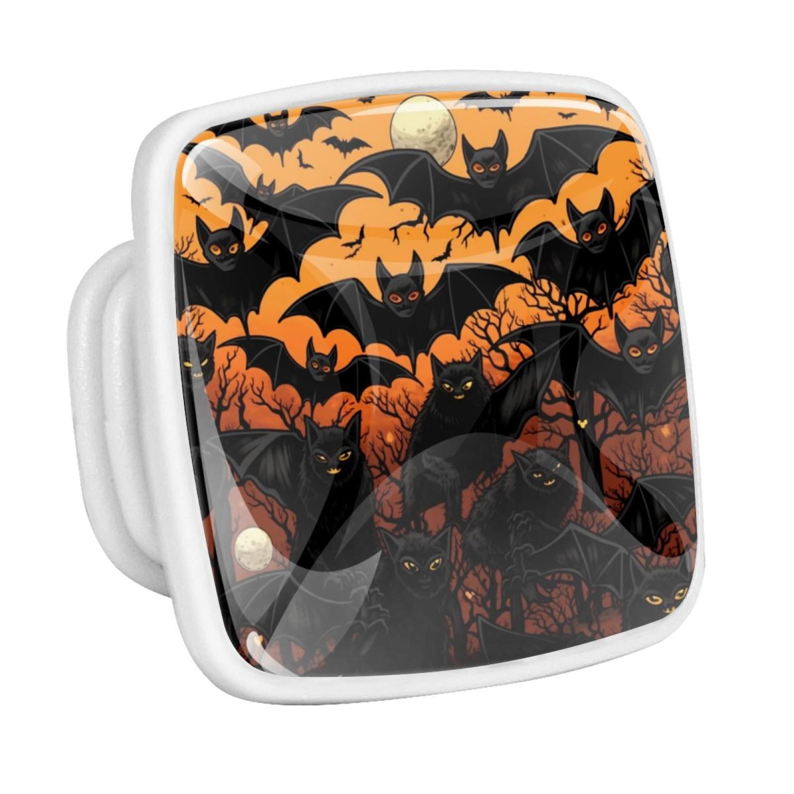 Bat Fluorescent Drawer Pulls with Screws Square 4-Pack Glow Dark Knobs ...