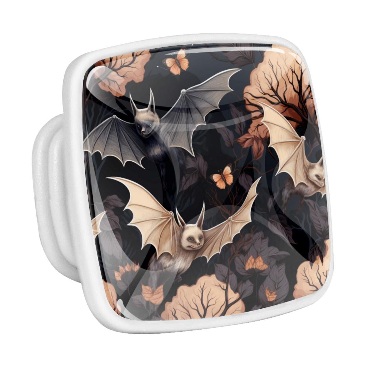 Bat Fluorescent Drawer Pulls with Screws Square 4-Pack Glow Dark Knobs ...