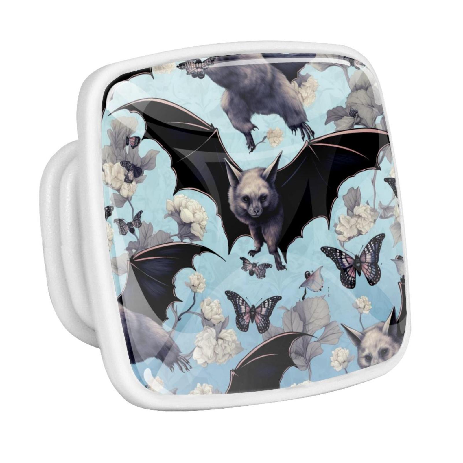 Bat Fluorescent Drawer Pulls with Screws Square 4-Pack Glow Dark Knobs ...