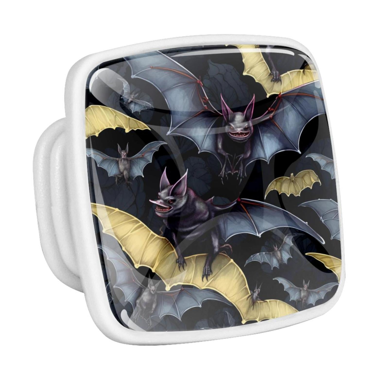 Bat Fluorescent Drawer Pulls with Screws Square 4-Pack Glow Dark Knobs ...