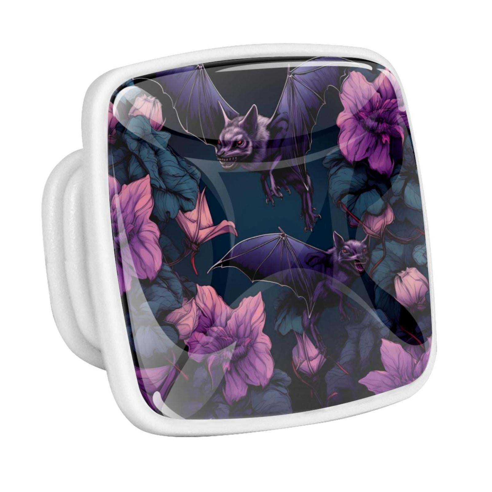 Bat Fluorescent Drawer Pulls with Screws Square 4-Pack Glow Dark Knobs ...