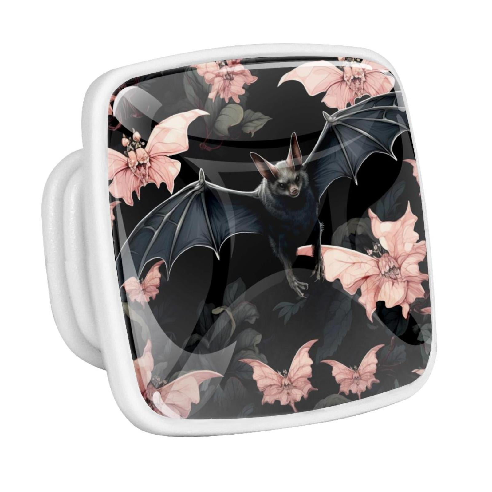 Bat Fluorescent Drawer Pulls with Screws Square 4-Pack Glow Dark Knobs ...