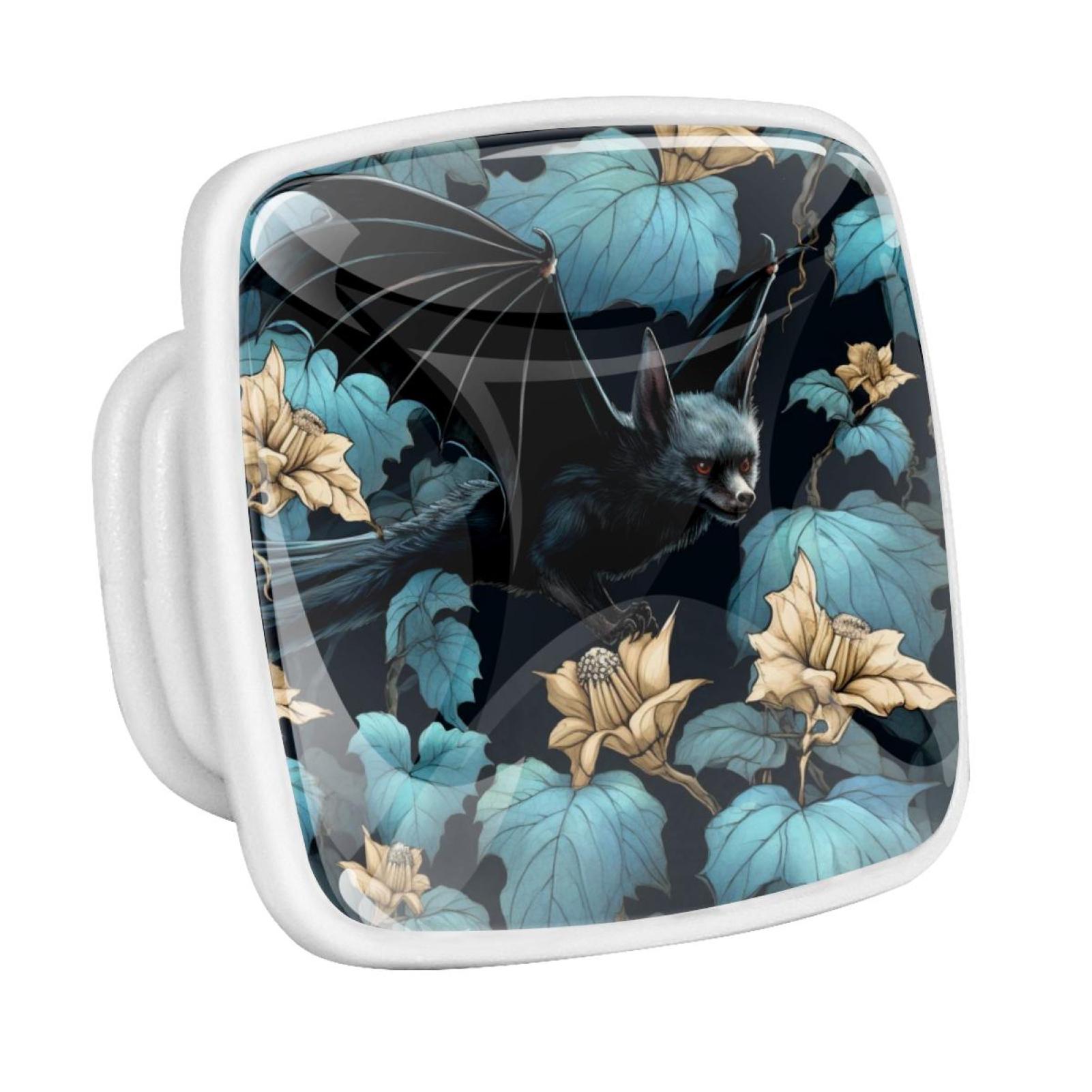 Bat Fluorescent Drawer Pulls with Screws Square 4-Pack Glow Dark Knobs ...