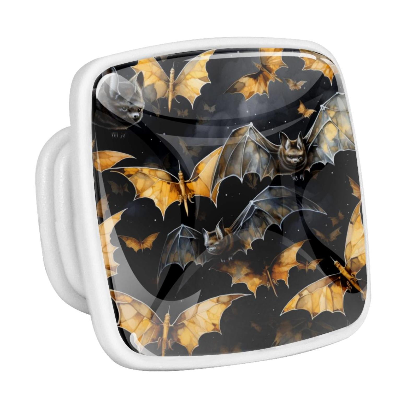 Bat Fluorescent Drawer Pulls with Screws Square 4-Pack Glow Dark Knobs ...