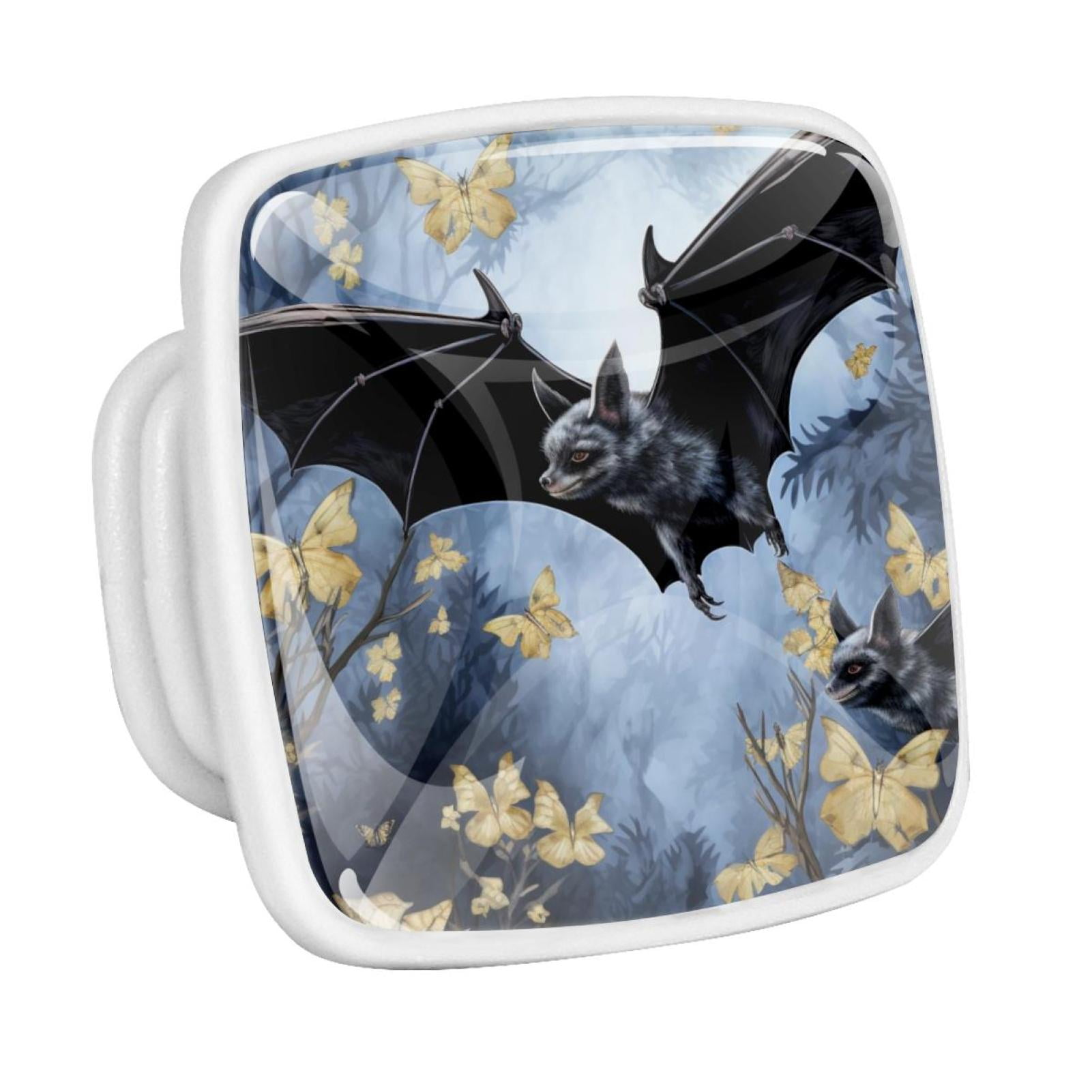 Bat Fluorescent Drawer Pulls with Screws Square 4-Pack Glow Dark Knobs ...