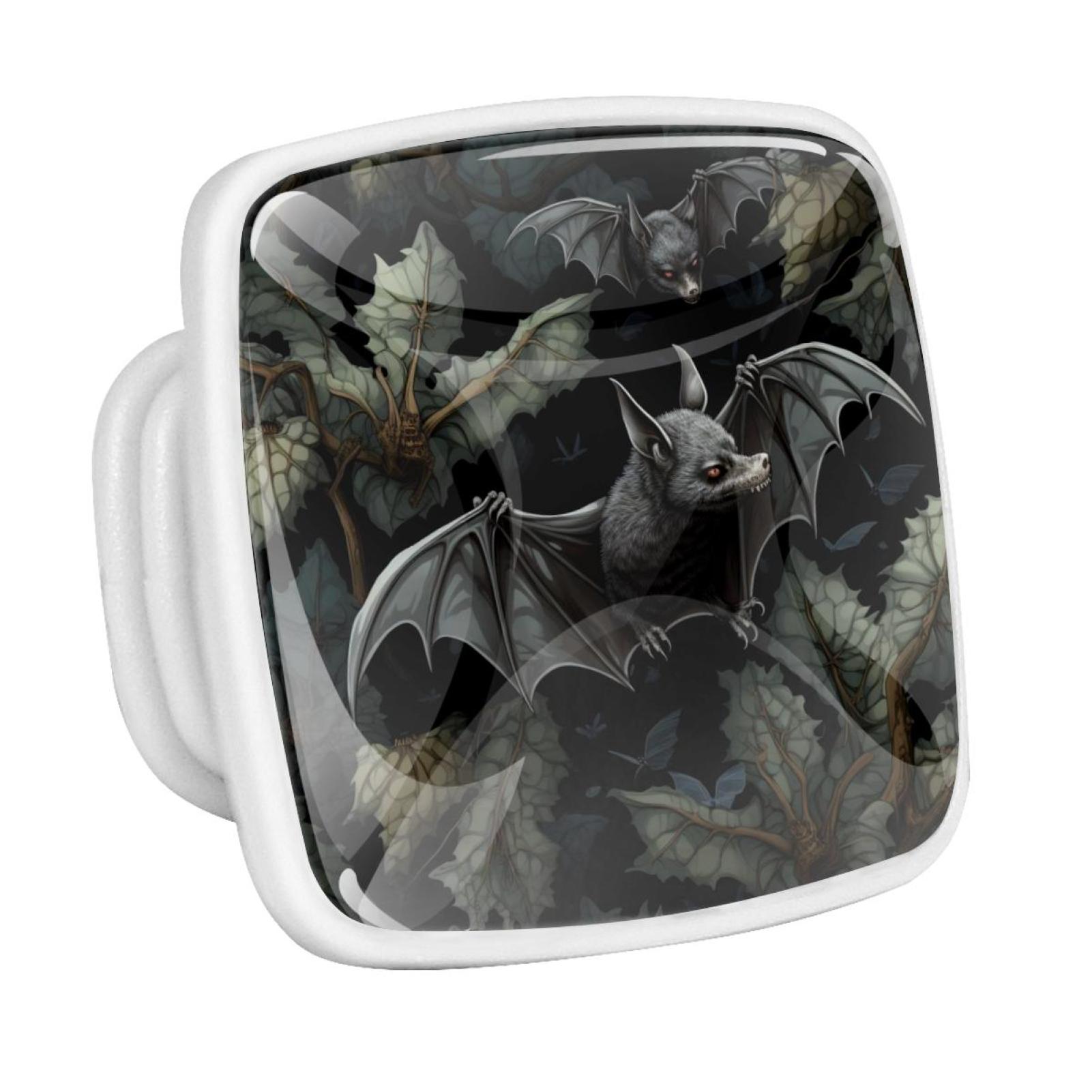 Bat Fluorescent Drawer Pulls with Screws Square 4-Pack Glow Dark Knobs ...