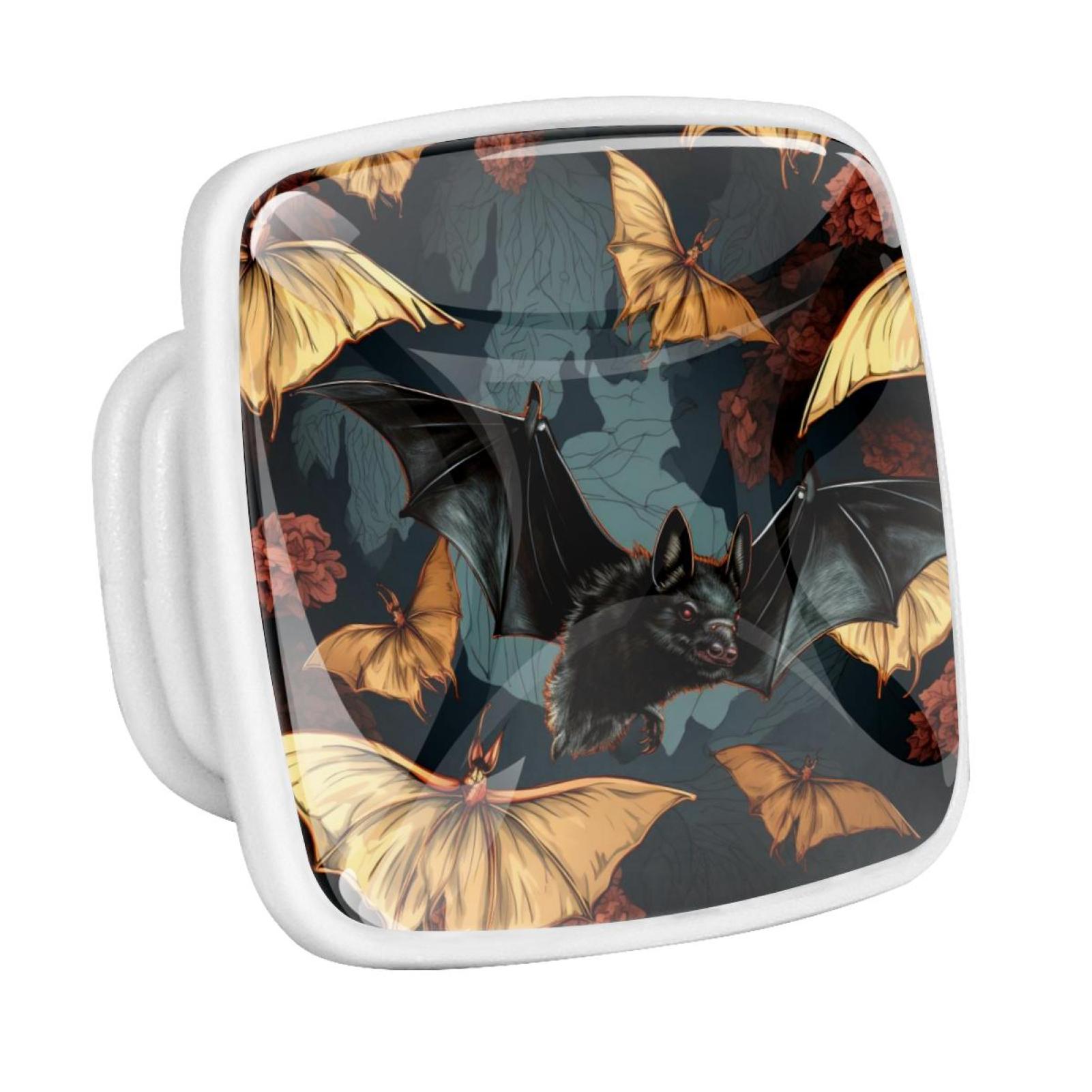 Bat Fluorescent Drawer Pulls with Screws Square 4-Pack Glow Dark Knobs ...