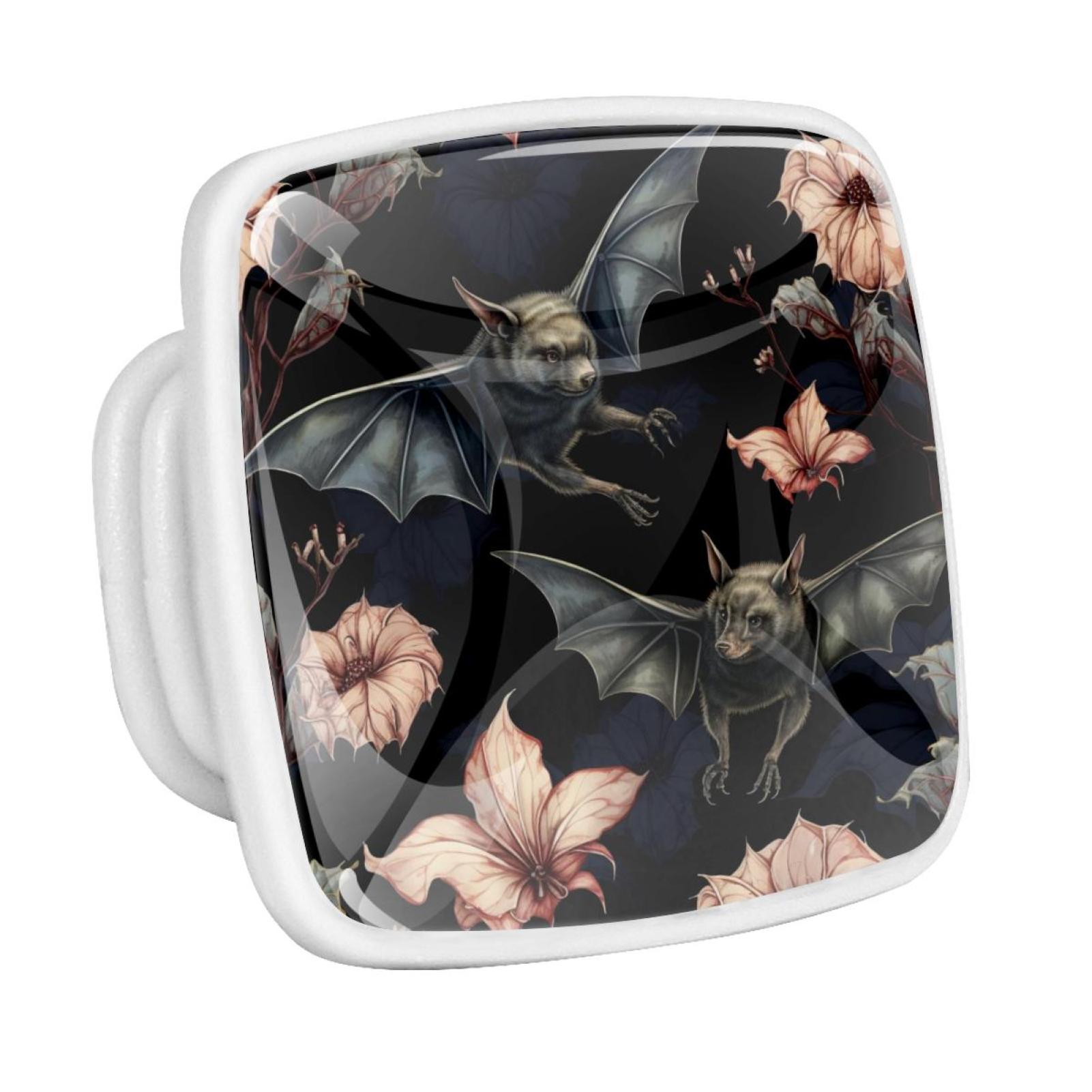 Bat Fluorescent Drawer Pulls with Screws Square 4-Pack Glow Dark Knobs ...