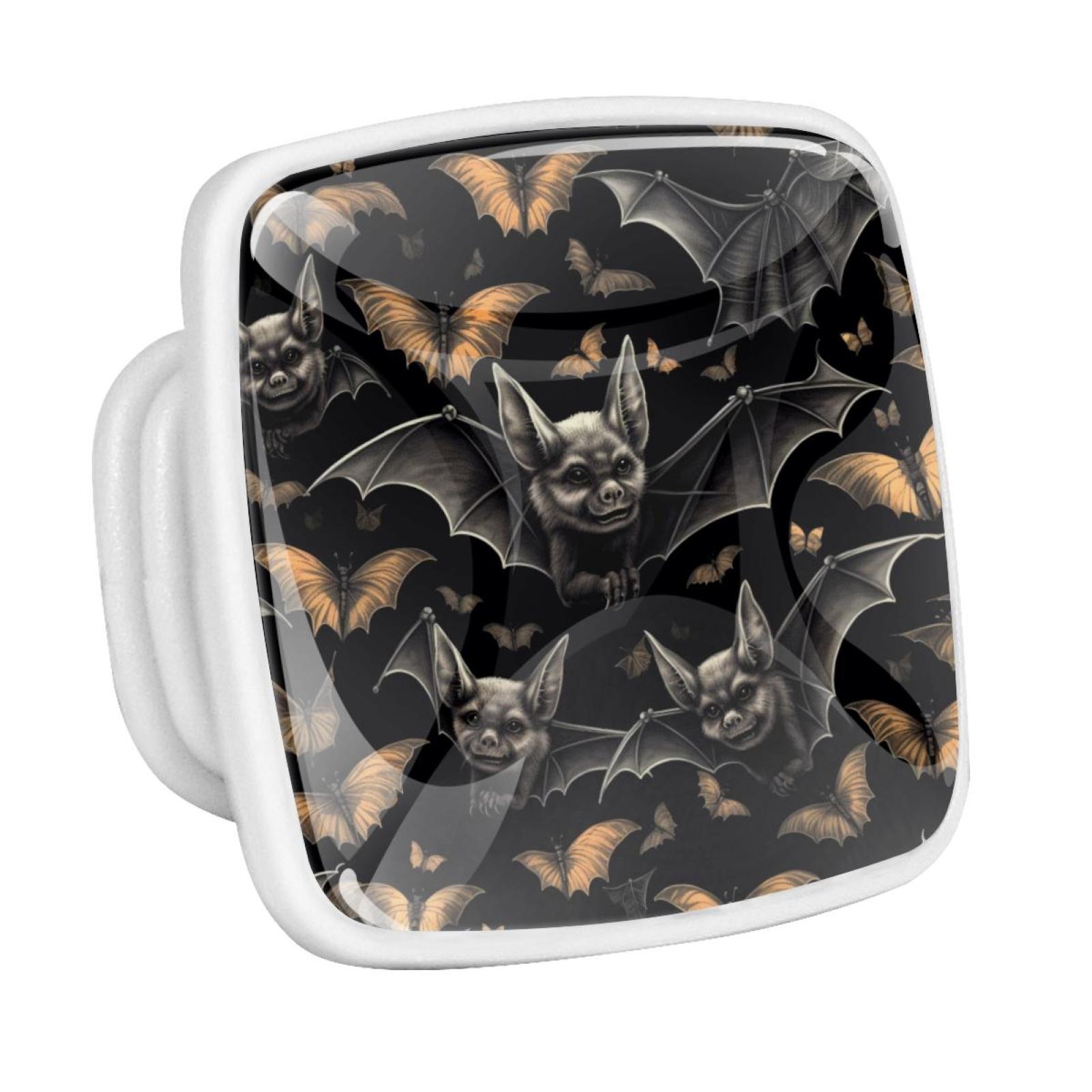 Bat Fluorescent Drawer Pulls with Screws Square 4-Pack Glow Dark Knobs ...