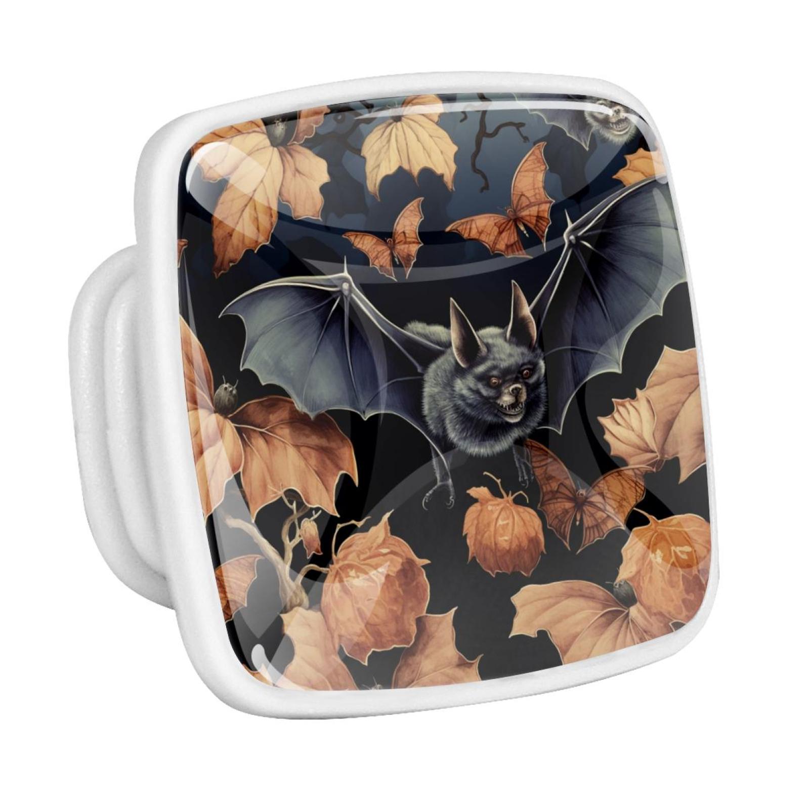 Bat Fluorescent Drawer Pulls with Screws Square 4-Pack Glow Dark Knobs ...