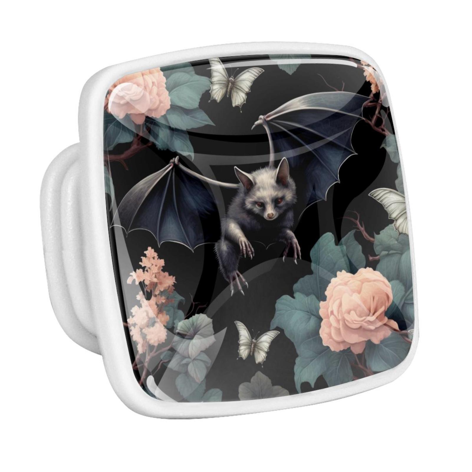 Bat Fluorescent Drawer Pulls with Screws Square 4-Pack Glow Dark Knobs ...