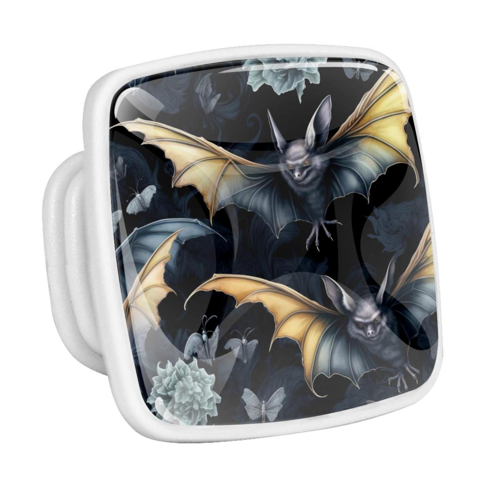 Bat Fluorescent Drawer Pulls with Screws Square 4-Pack Glow Dark Knobs ...