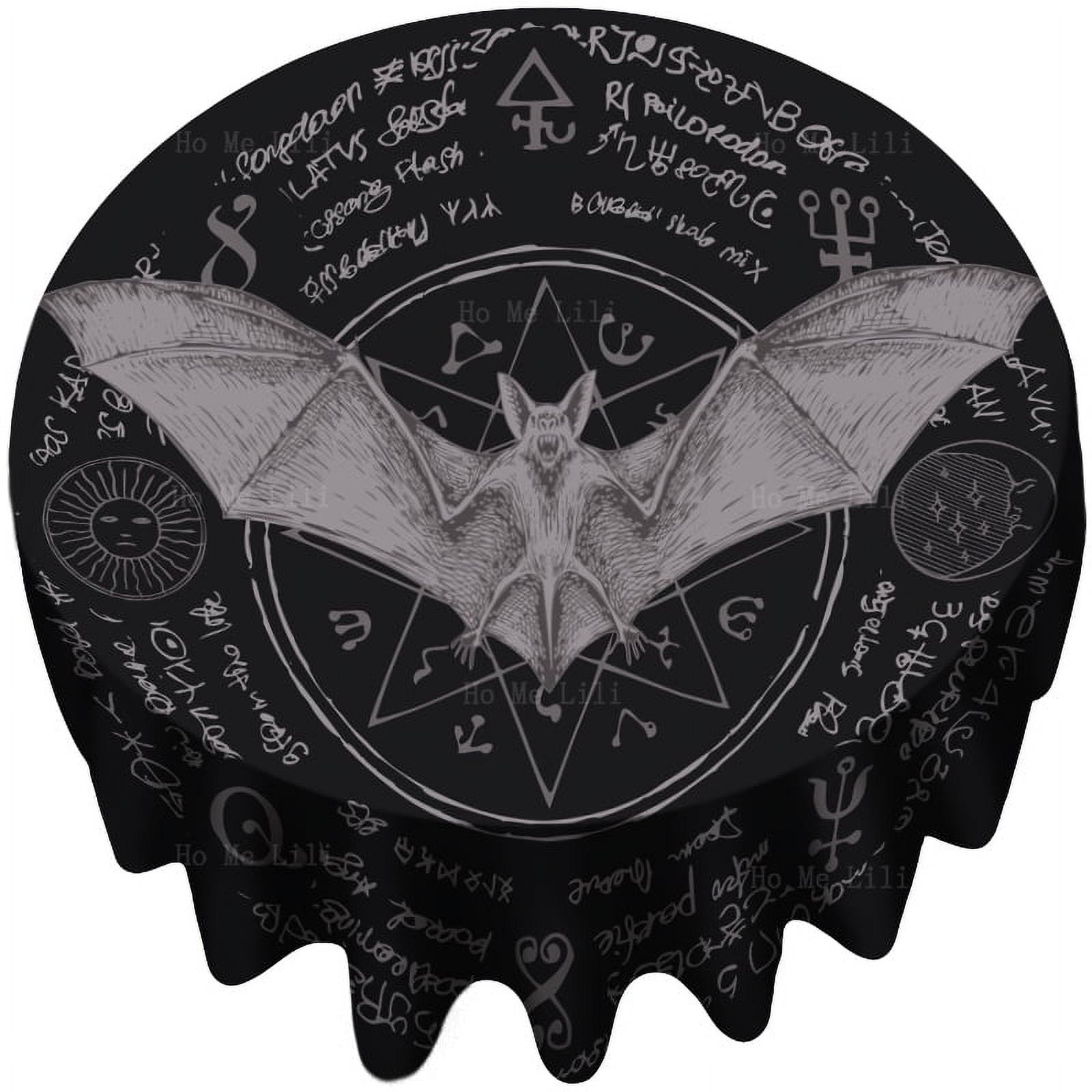Bat Flying Vampire On The Background Of A Star And Magical Inscriptions ...