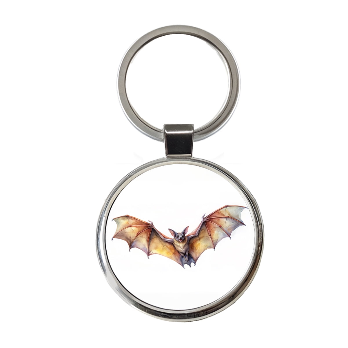 Bat Flying Watercolor Metal Round Keychain - Walmart.com