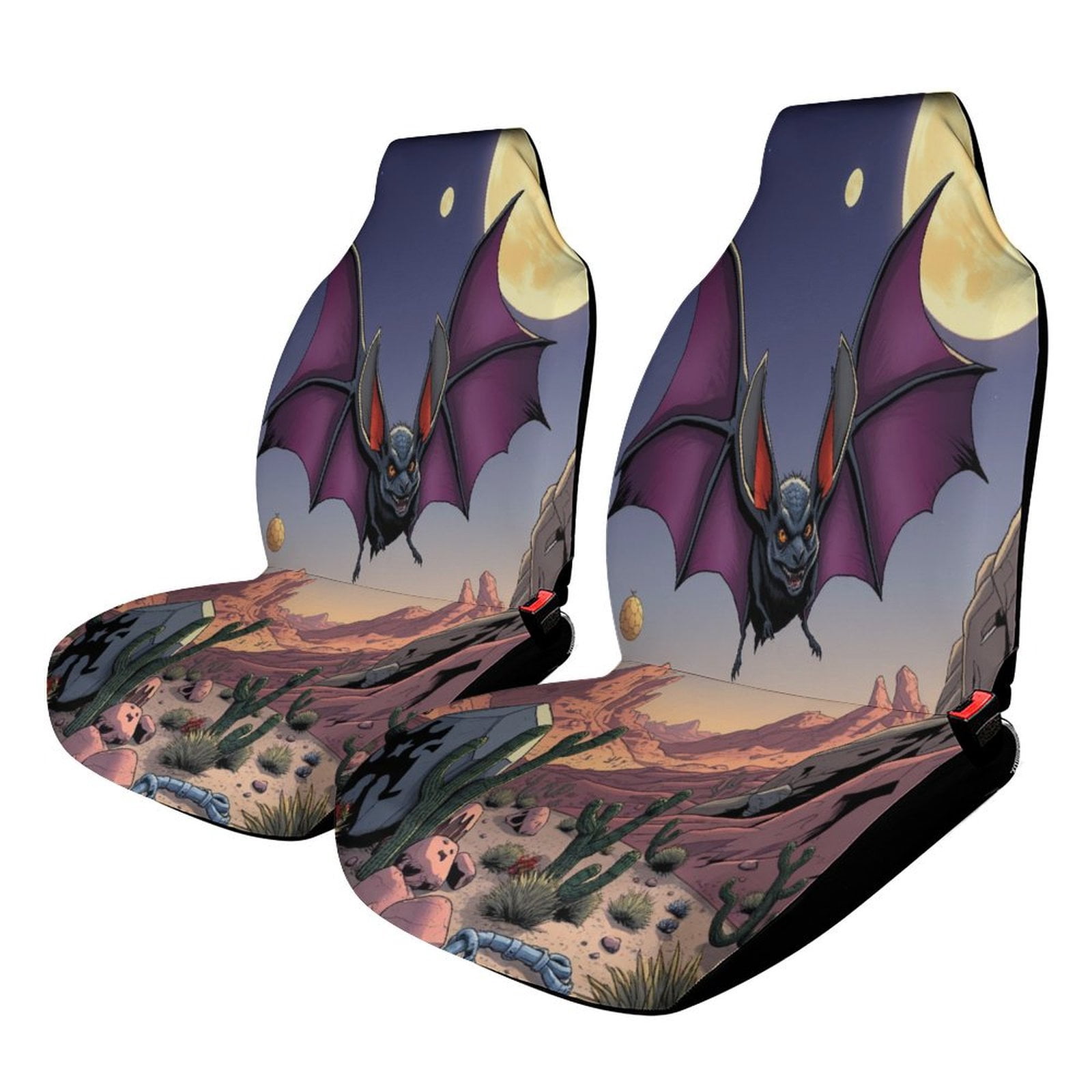 Bat Flying over Desert.(2) Car Seat Covers Pack of 2 Universal Front ...