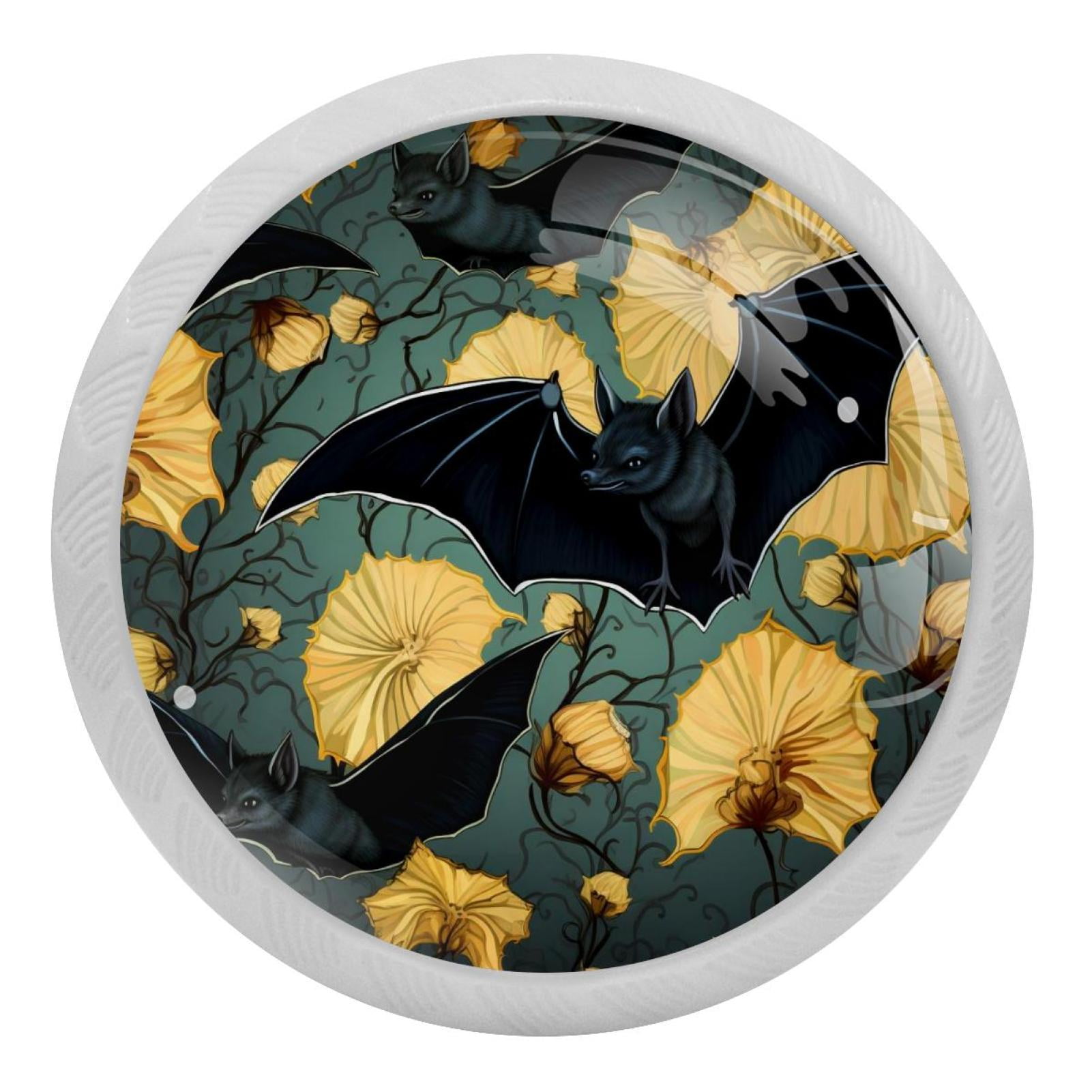 Bat Glow-in-the-Dark Fluorescent Drawer Pulls 4-Pack with Screws ...