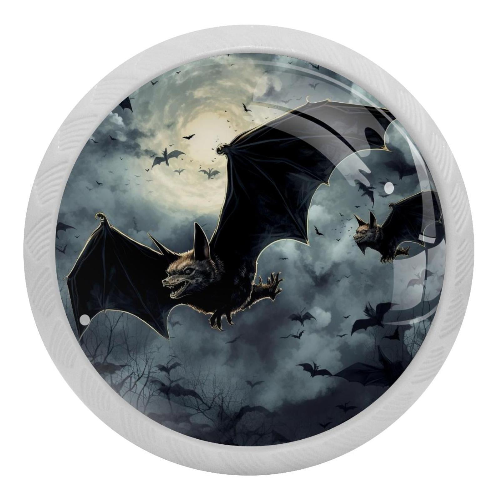 Bat Glow-in-the-Dark Fluorescent Drawer Pulls 4-Pack with Screws ...