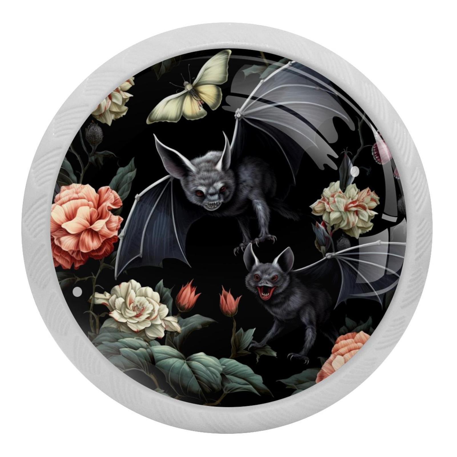 Bat Glow-in-the-Dark Fluorescent Drawer Pulls - Round 4-Pack - Suitable ...