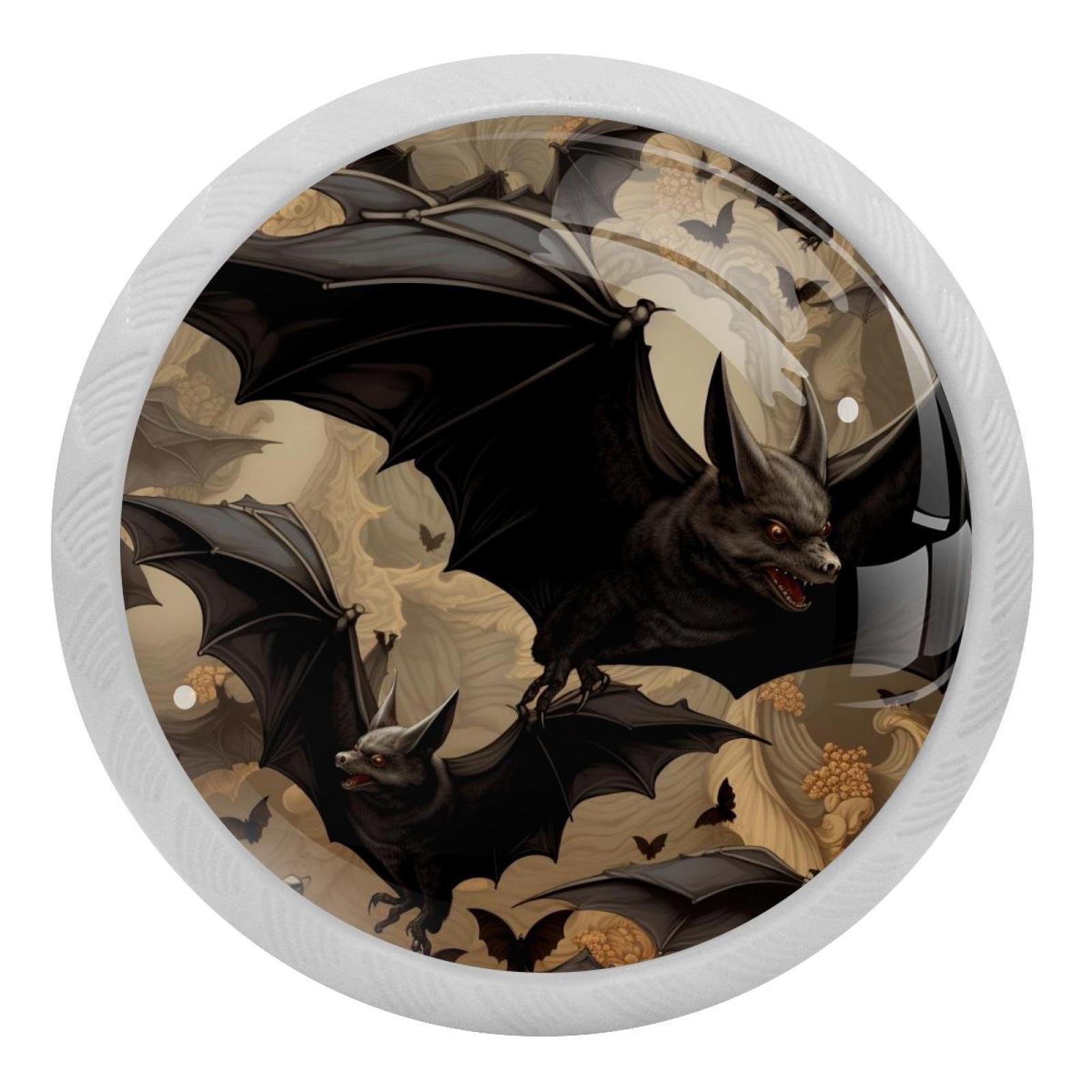 Bat Glow-in-the-Dark Fluorescent Drawer Pulls - Round 4-Pack - Suitable ...