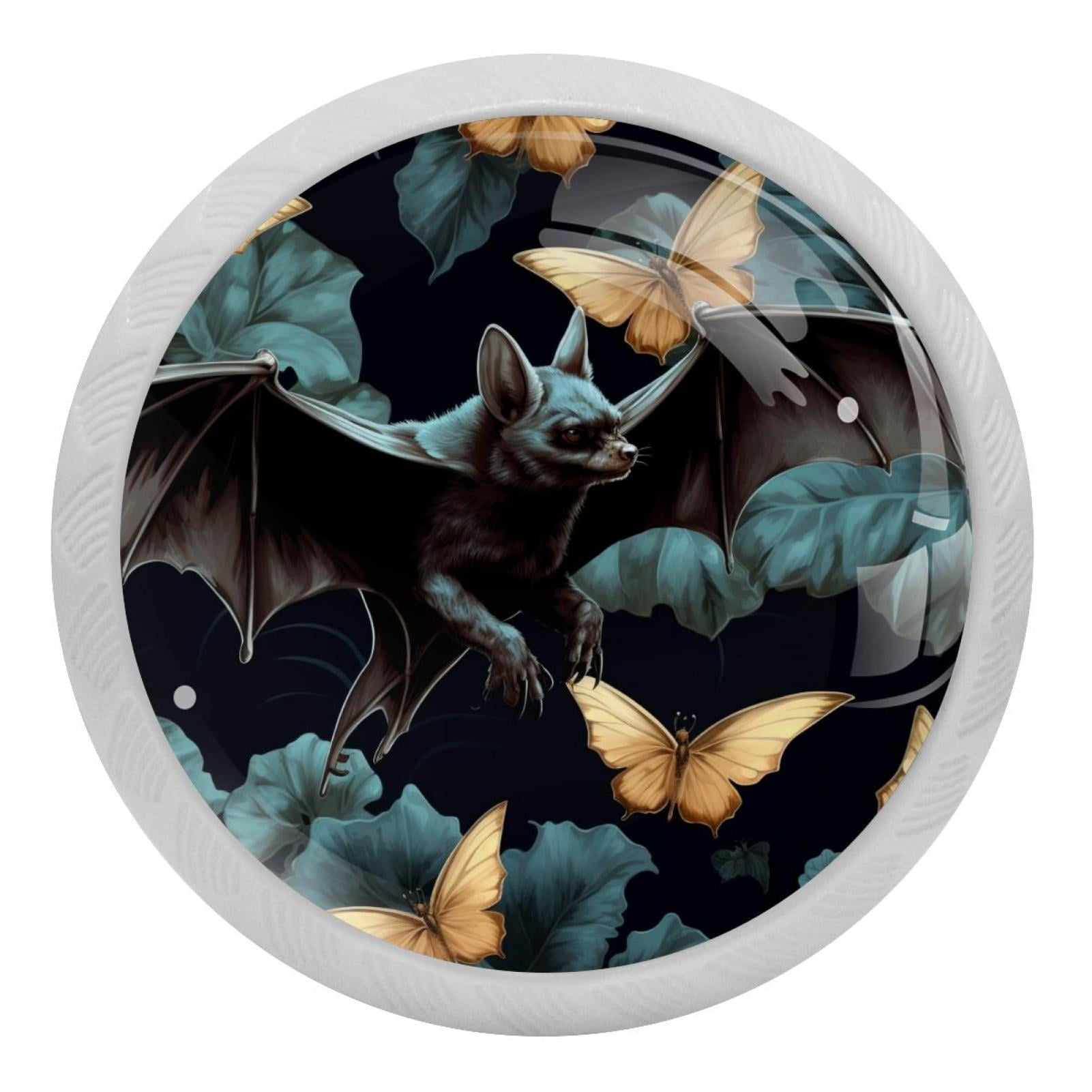 Bat Glow-in-the-Dark Fluorescent Drawer Pulls - Round 4-Pack - Suitable ...