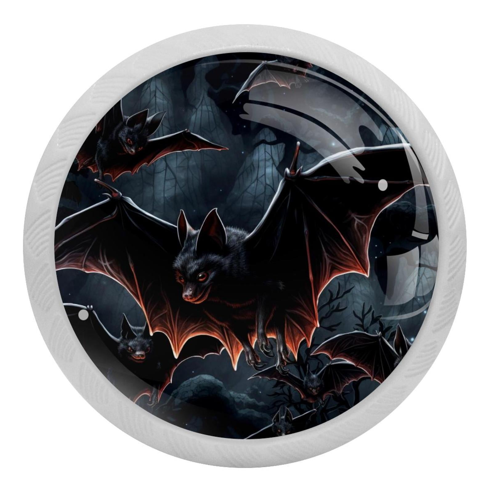 Bat Glow-in-the-Dark Fluorescent Drawer Pulls - Round 4-Pack - Suitable ...