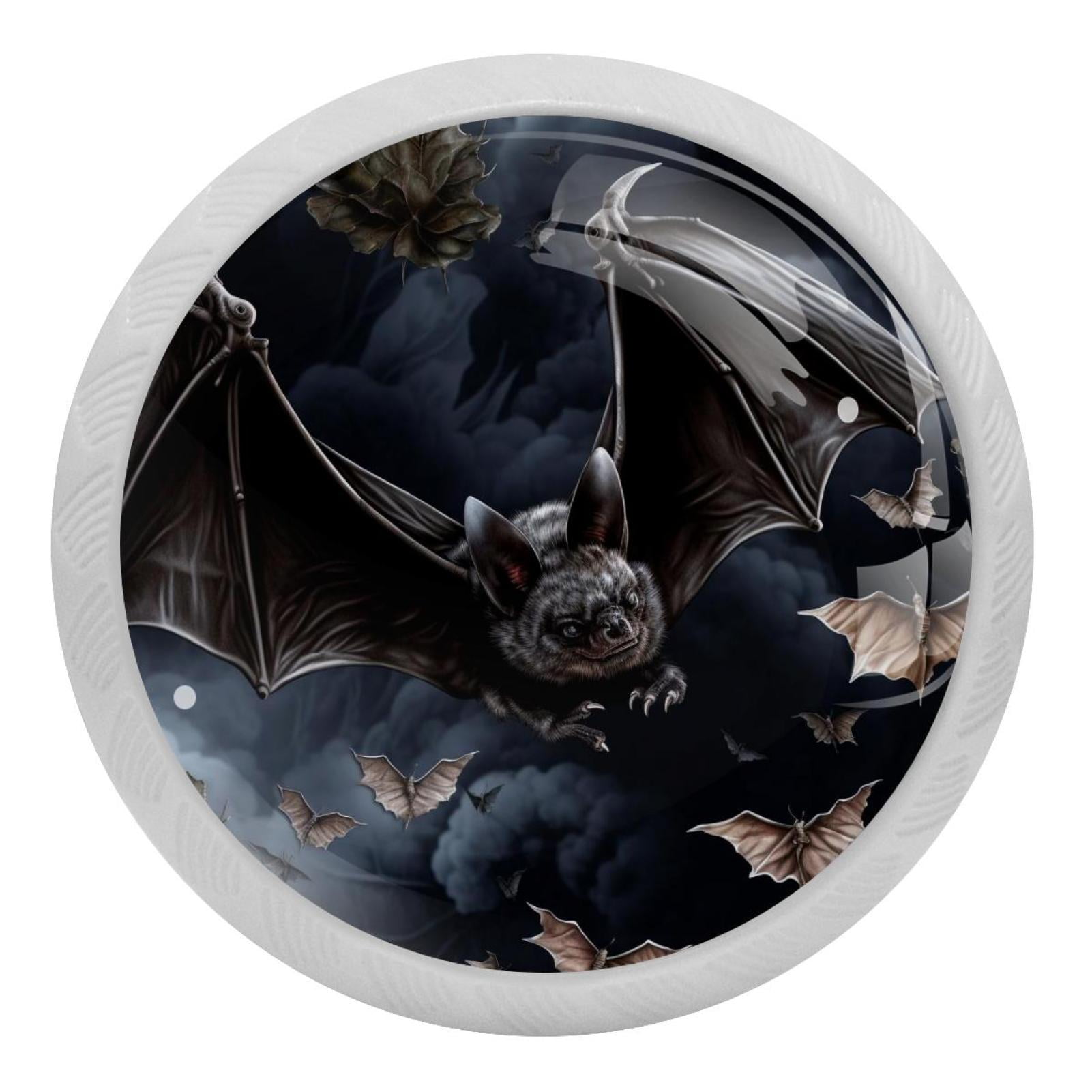 Bat Glow-in-the-Dark Fluorescent Drawer Pulls with Screws - 4-Pack ...