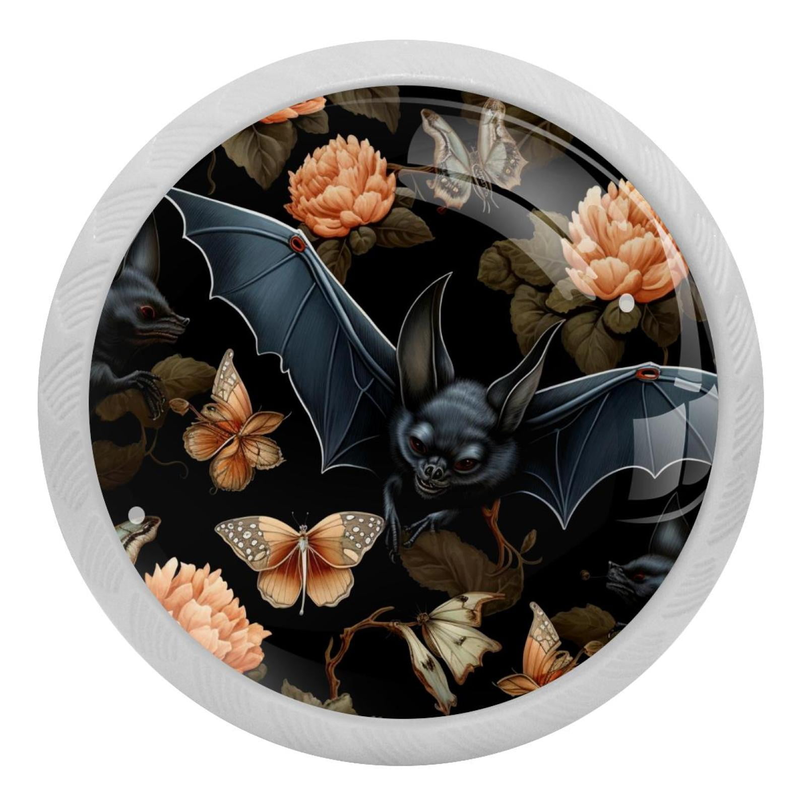 Bat Glow-in-the-Dark Round Cabinet Knobs - Fluorescent Drawer Pulls 4 ...