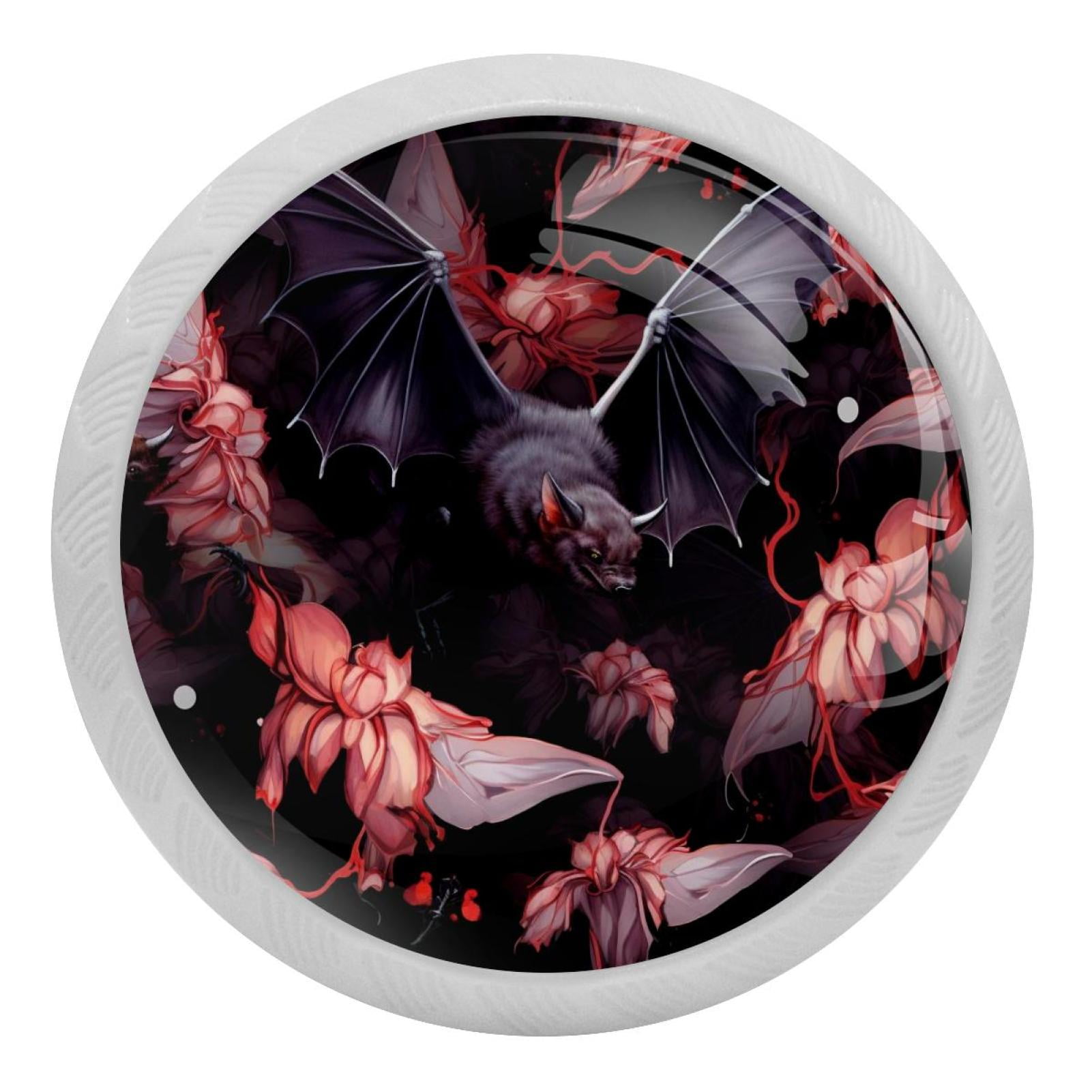 Bat Glow-in-the-Dark Round Cabinet Knobs - Fluorescent Drawer Pulls 4 ...