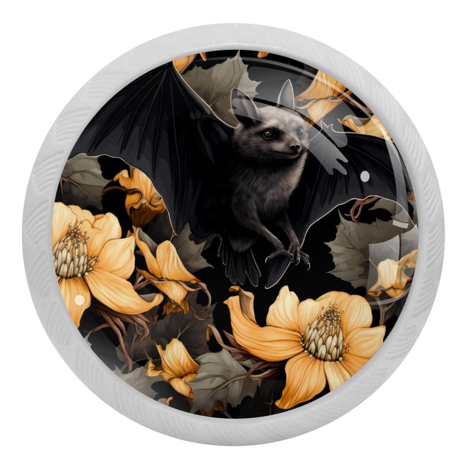 Bat Glow-in-the-Dark Round Cabinet Knobs - Fluorescent Drawer Pulls 4 ...