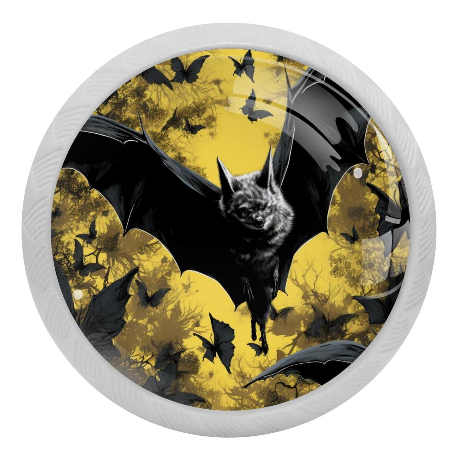 Bat Glow-in-the-Dark Round Drawer Pulls, 4-Pack - Fluorescent Cabinet ...