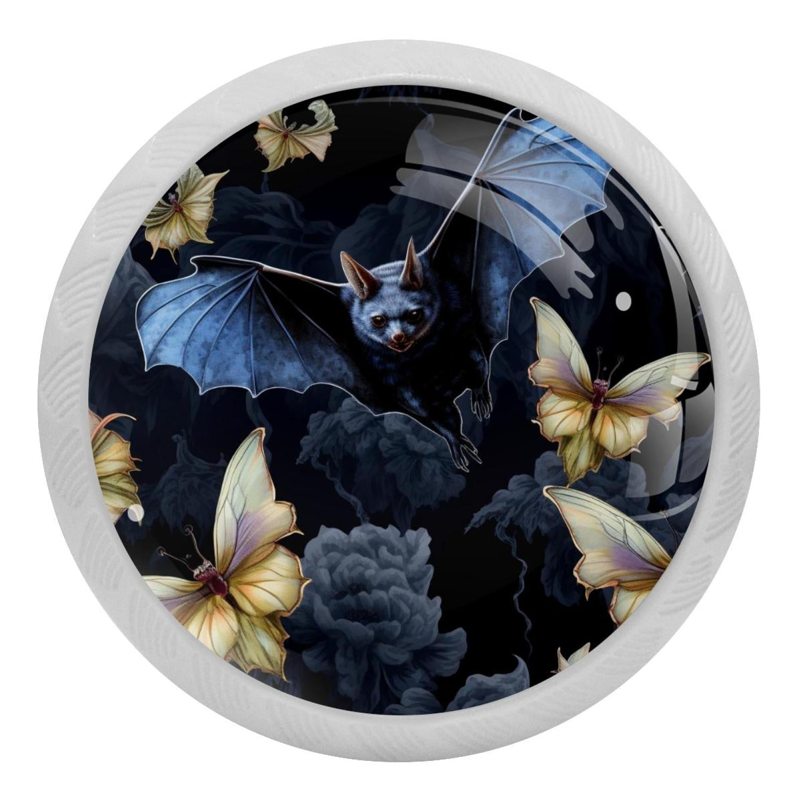Bat Glow-in-the-Dark Round Drawer Pulls, 4-Pack - Fluorescent Cabinet ...