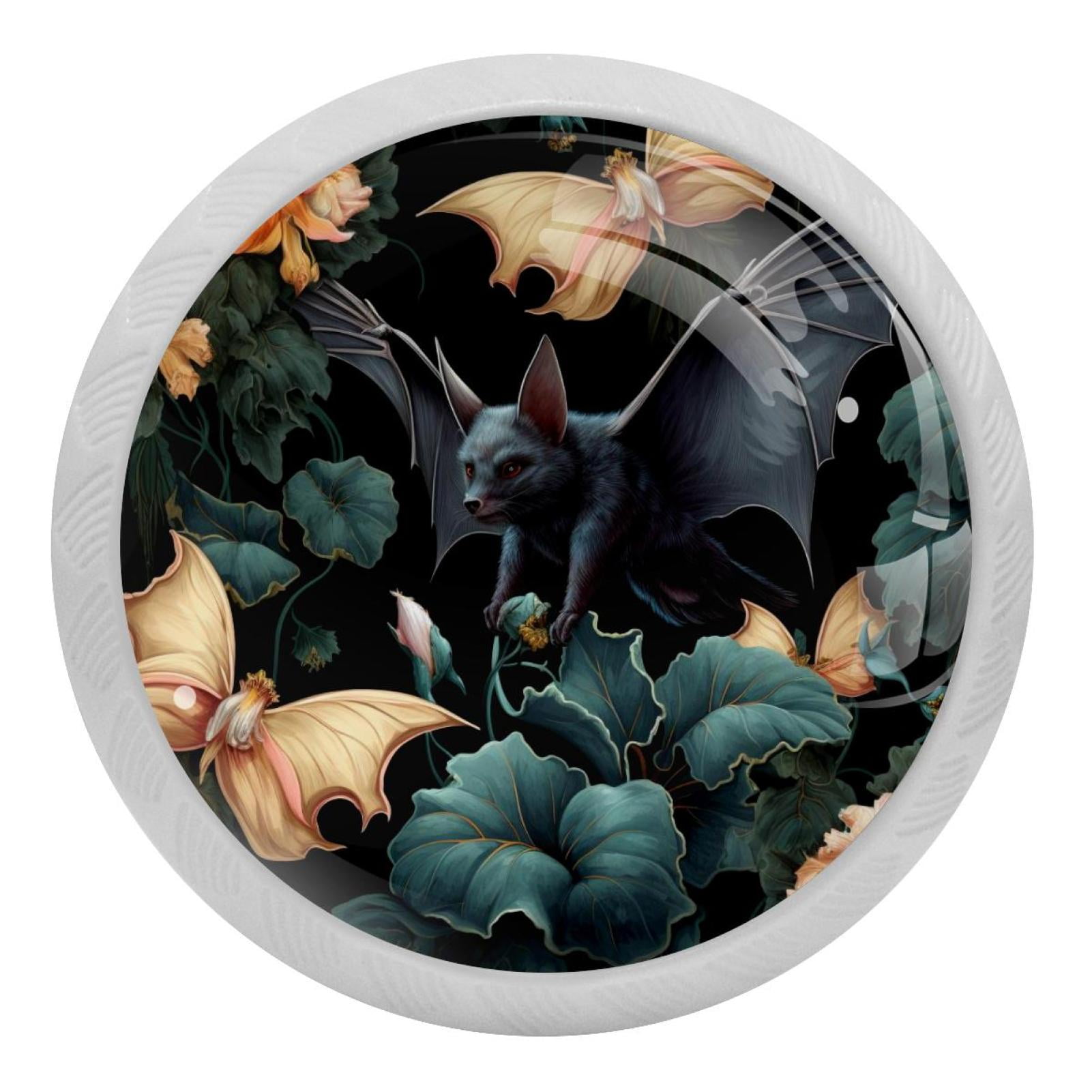 Bat Glow-in-the-Dark Round Drawer Pulls, 4-Pack - Fluorescent Cabinet ...