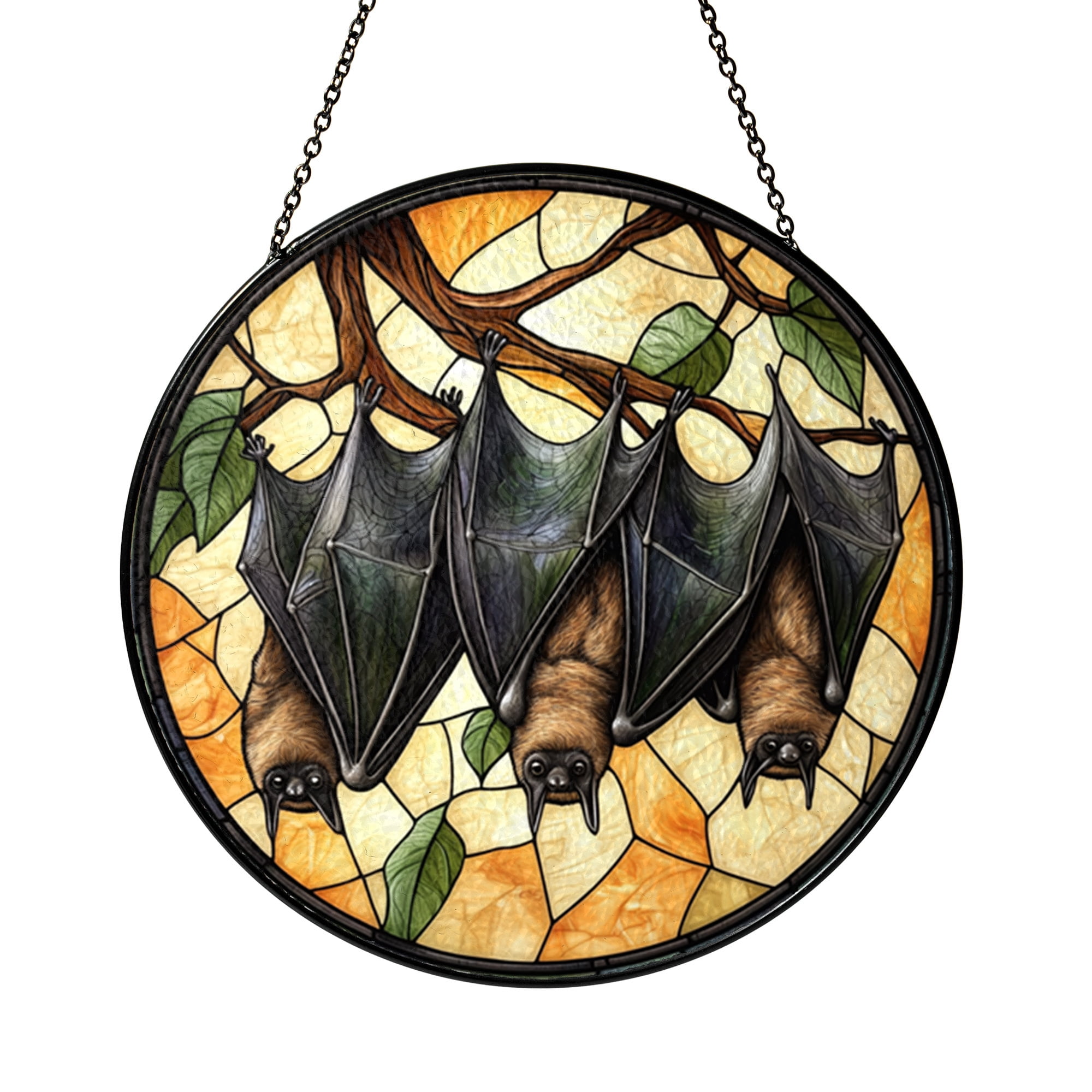 Bat Gothic Window Hanging Stained Glass Style Suncatcher Decor, Flying ...