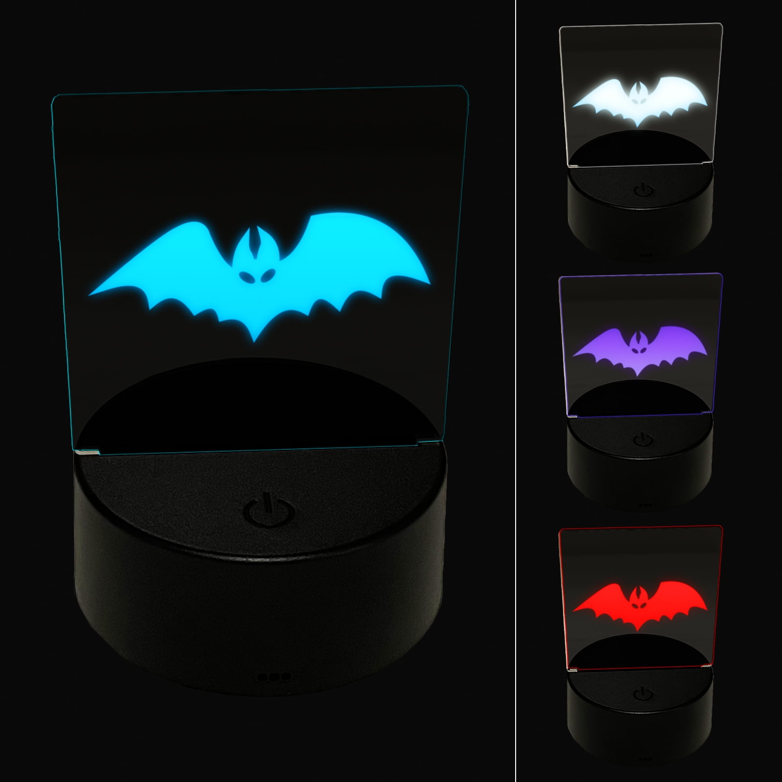 Bat Halloween LED Night Light Sign 3D Illusion Desk Nightstand Lamp ...